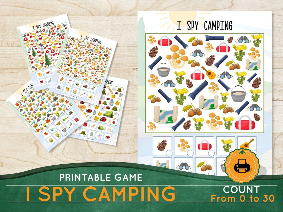 I SPY Printable Camp Games for Kids CAMPING Toddler Activities Birthday ...