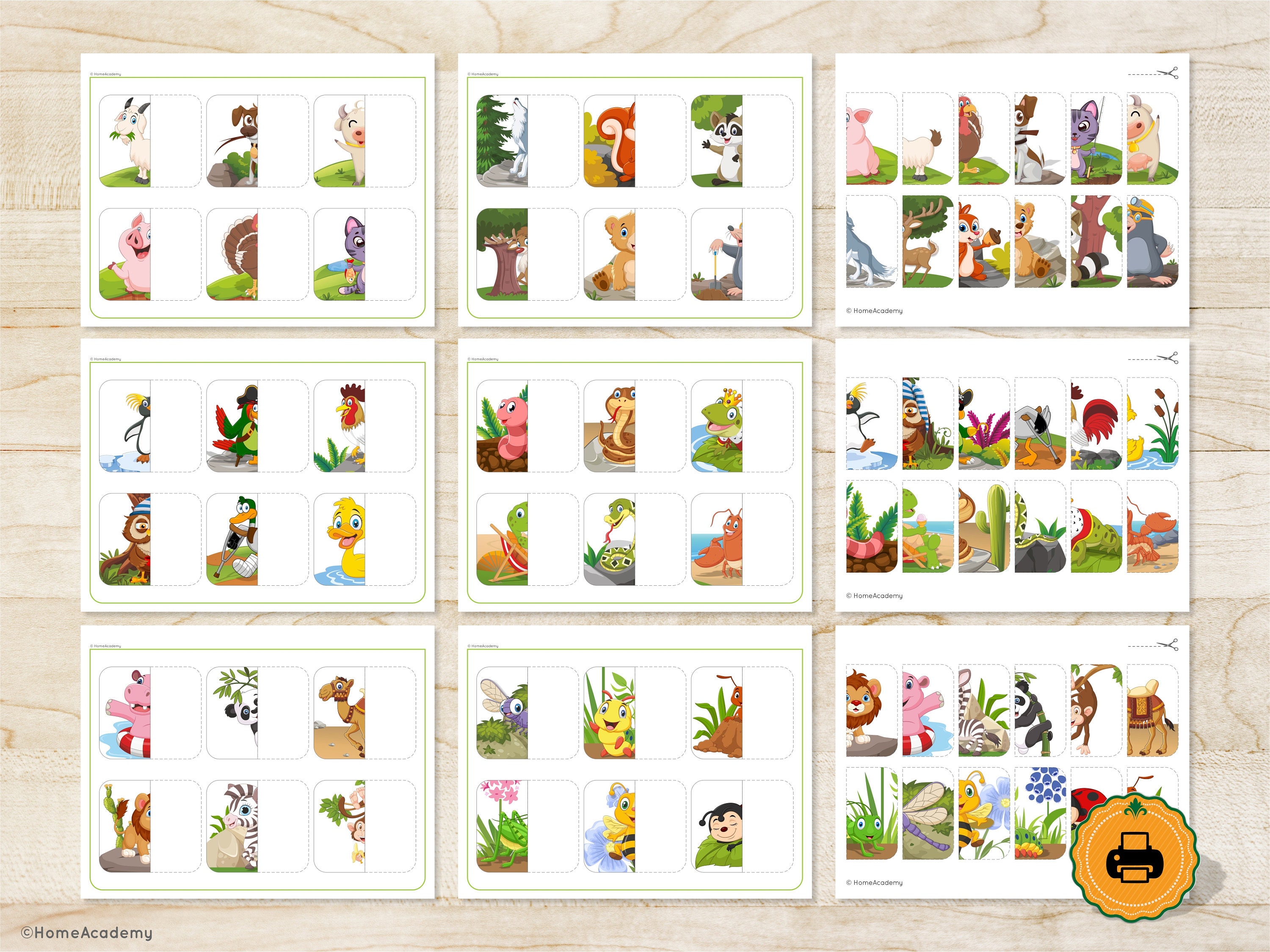 Printable Game ANIMALS Matching Cards Printable Toddler Busy Book ...