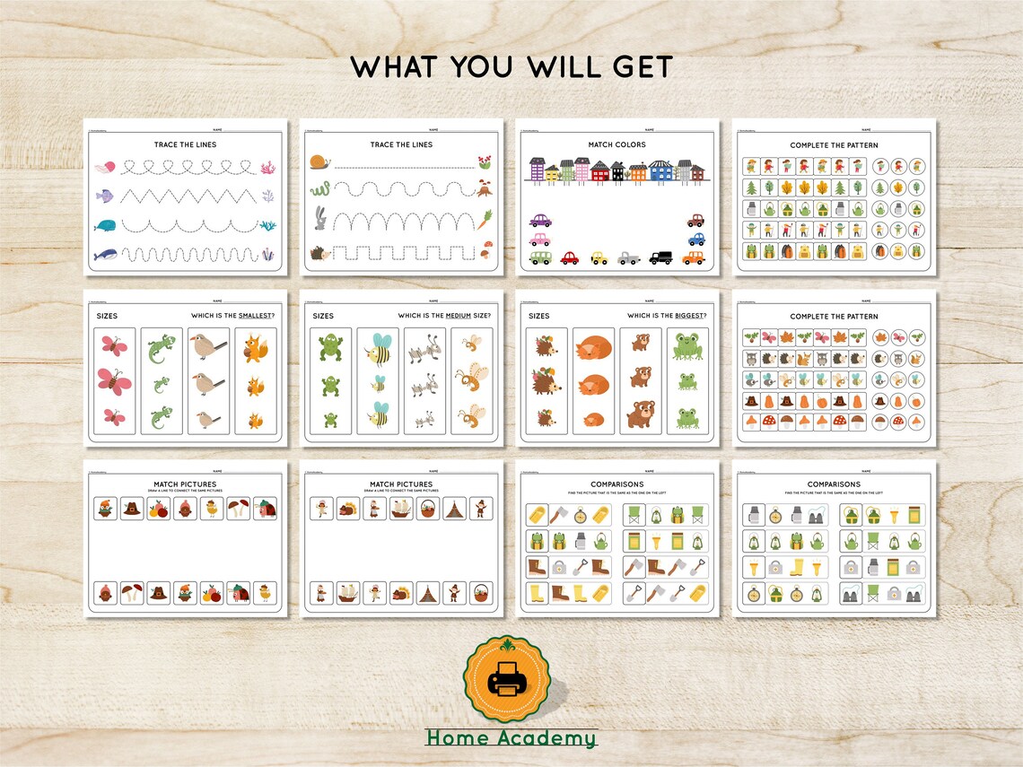 50 Printable Worksheets BUNDLE Alphabet, Shapes, Math and Other Fun ...