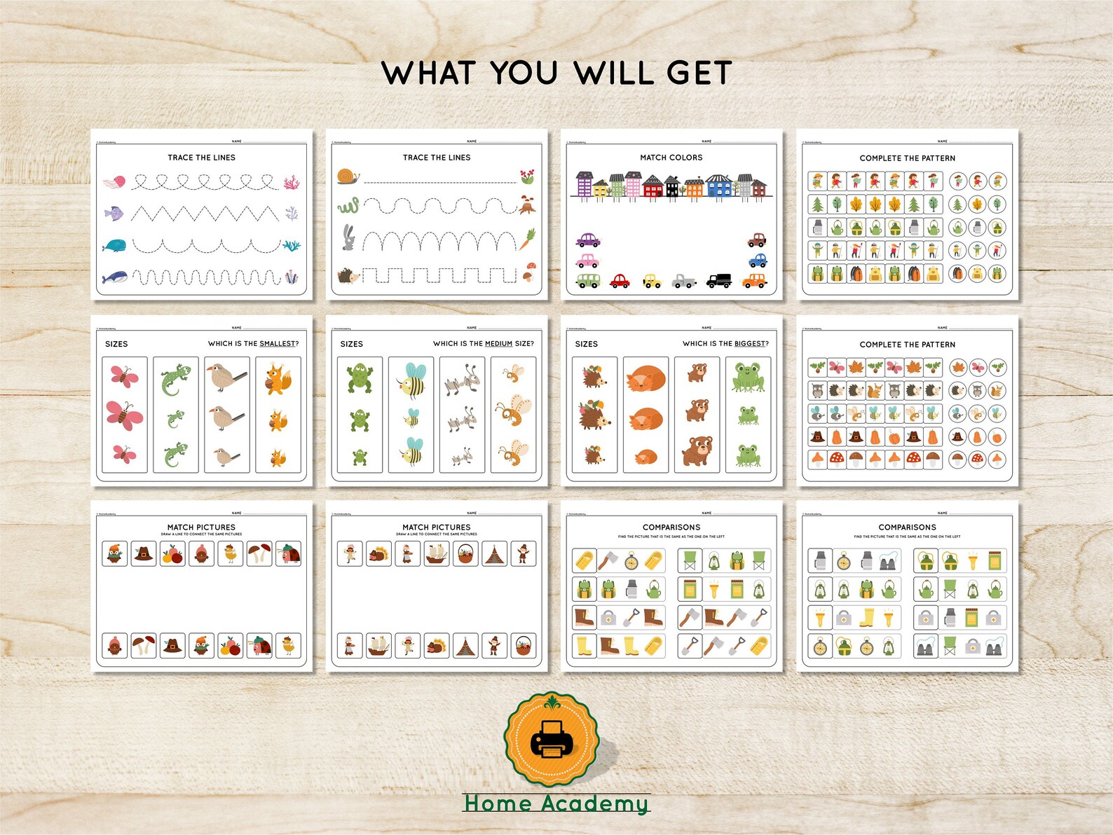 50 Printable Worksheets BUNDLE Alphabet, Shapes, Math and Other Fun ...