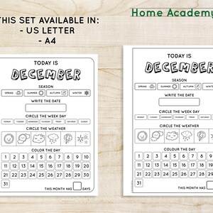 Perpetual Calendar Printable Worksheets for Kids Season/weekday/day ...