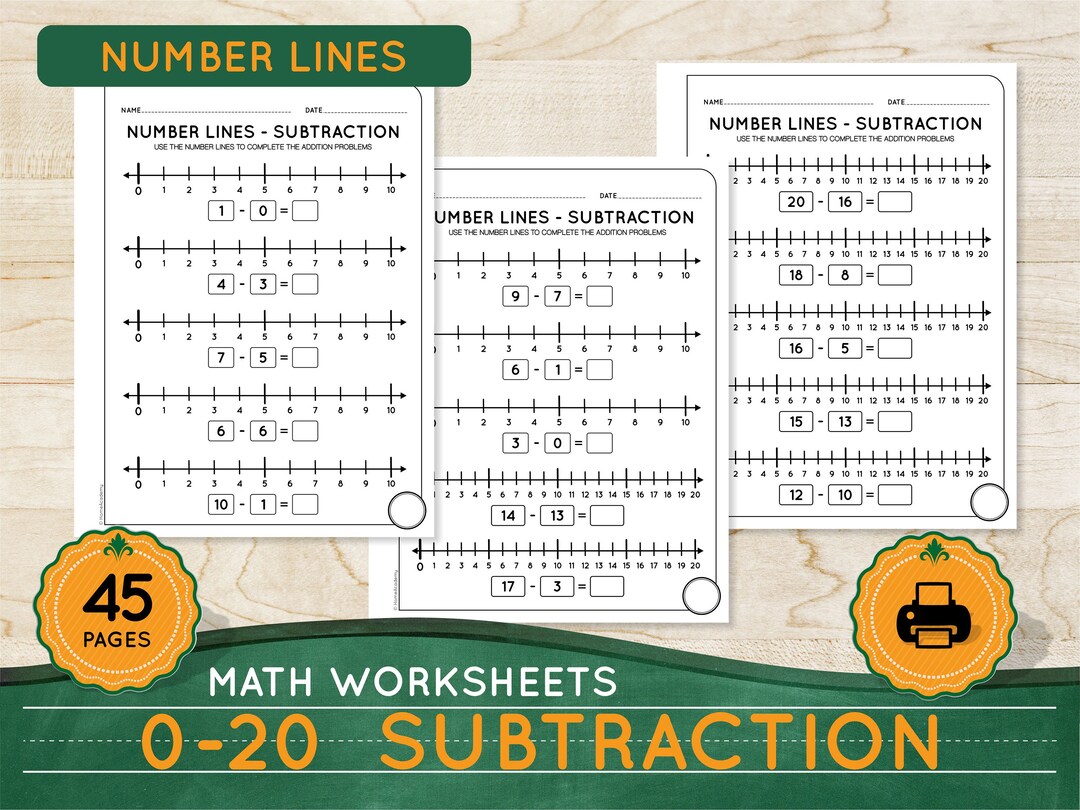 Printable Math Worksheets 0-20 SUBTRACTION Counting Activities - Etsy