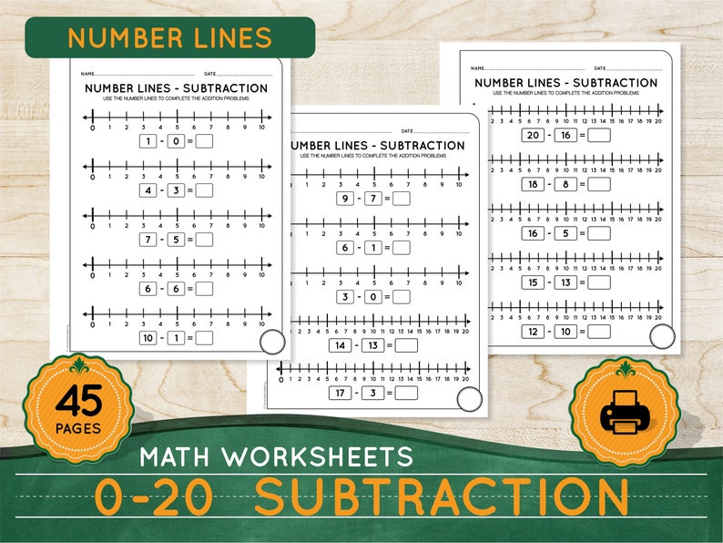 Printable Math Worksheets 0-20 SUBTRACTION Counting Activities - Etsy