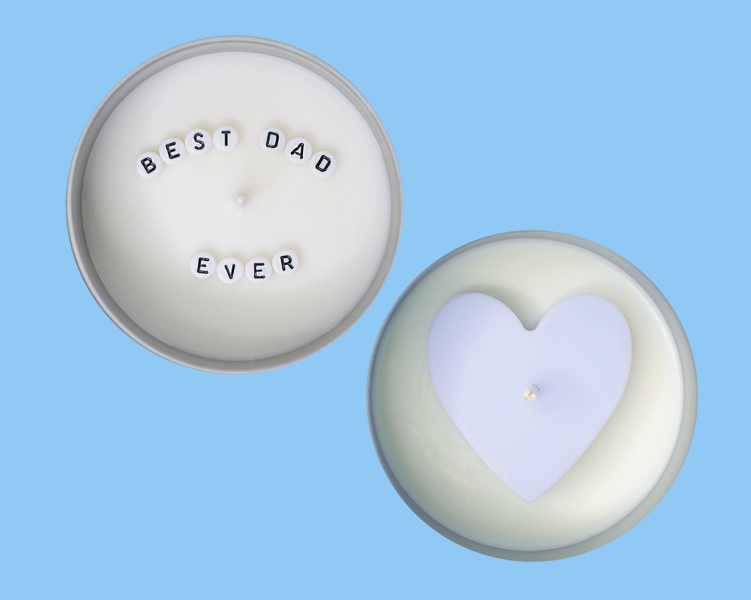 Best Dad Ever Blue Heart Hidden Message Candles Gifts for Dad Gift for ...