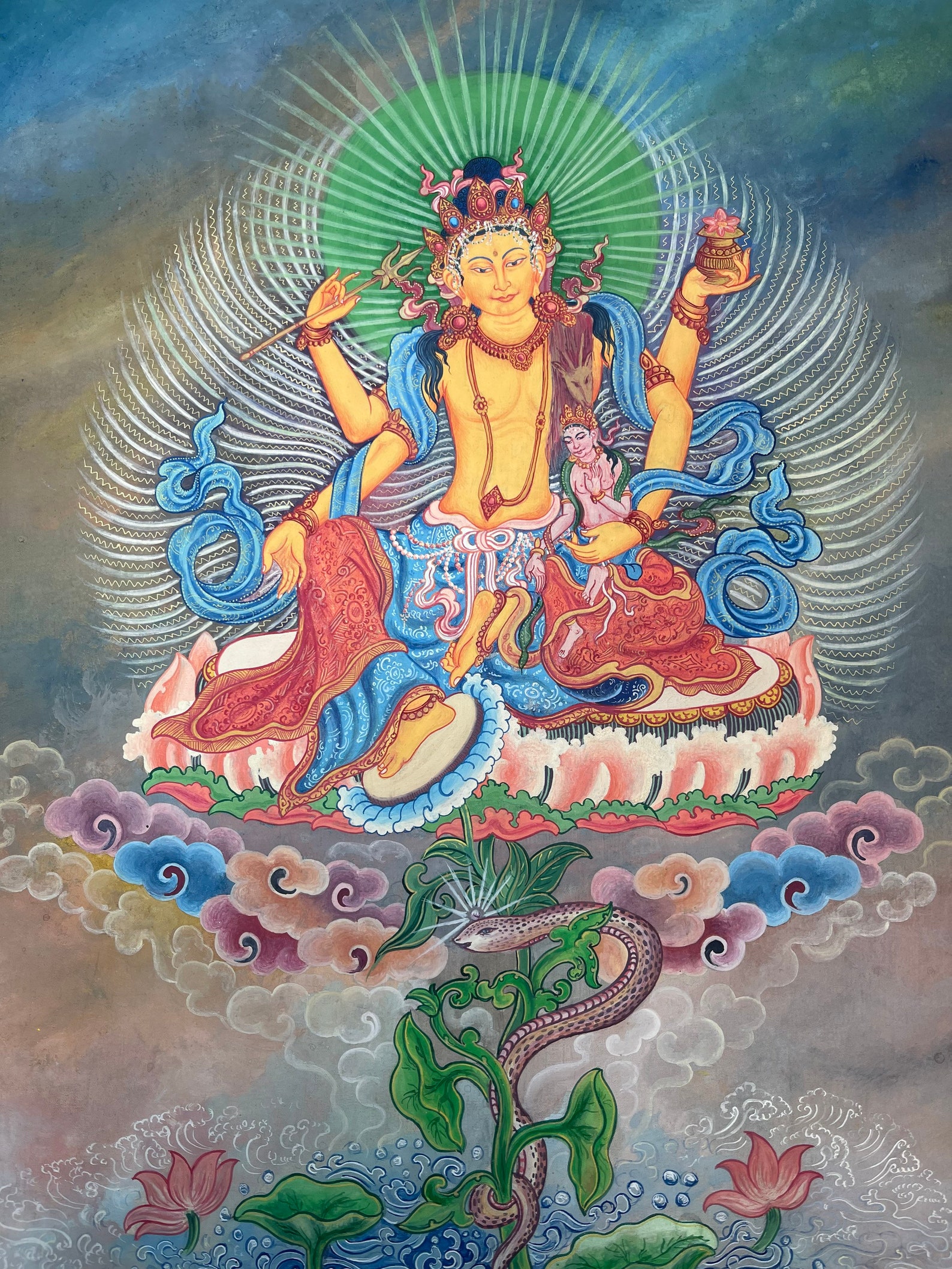 Rare and Beautiful Hand-painted Gouache Newari Thangka paubha of ...
