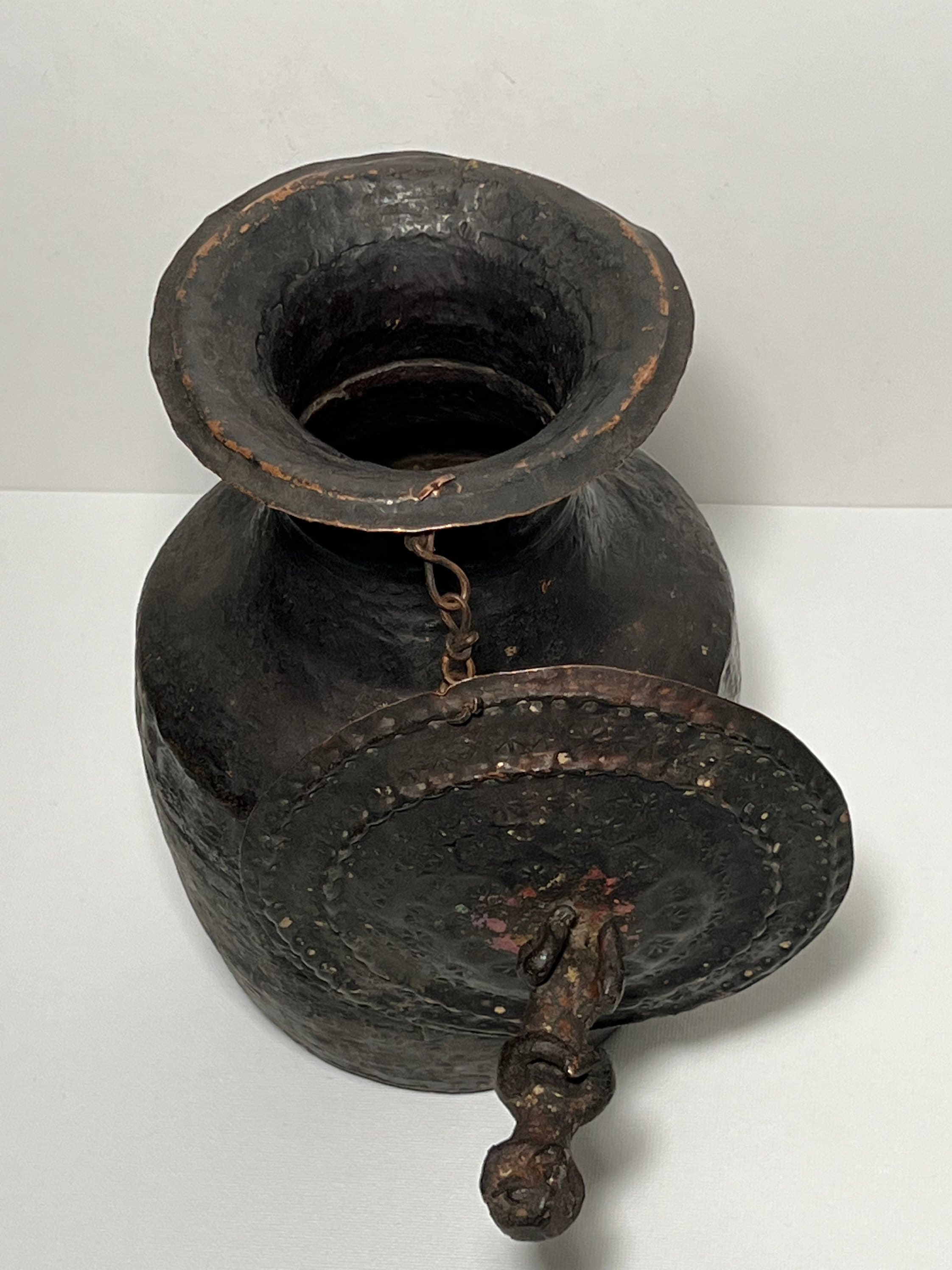 Rare Beautiful Antique Shaman Copper Water Pot (gagri) With Votive ...