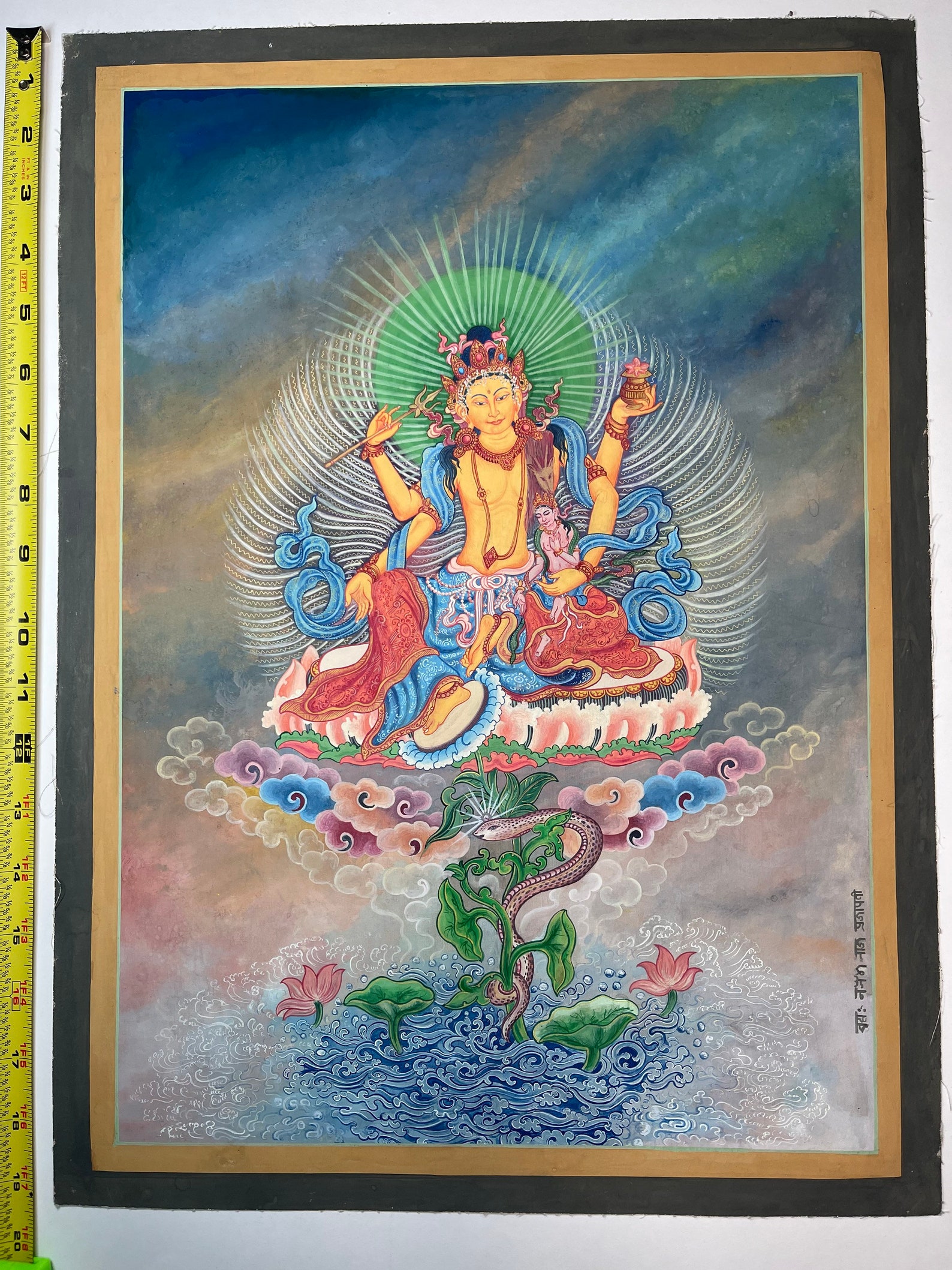 Rare and Beautiful Hand-painted Gouache Newari Thangka paubha of ...