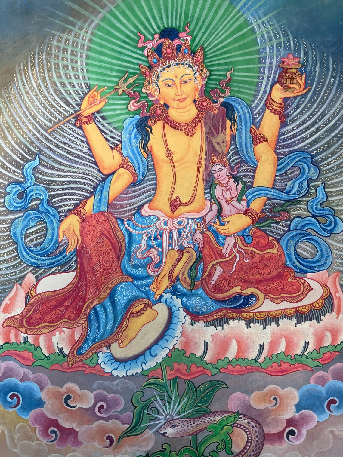 Rare and Beautiful Hand-painted Gouache Newari Thangka paubha of ...