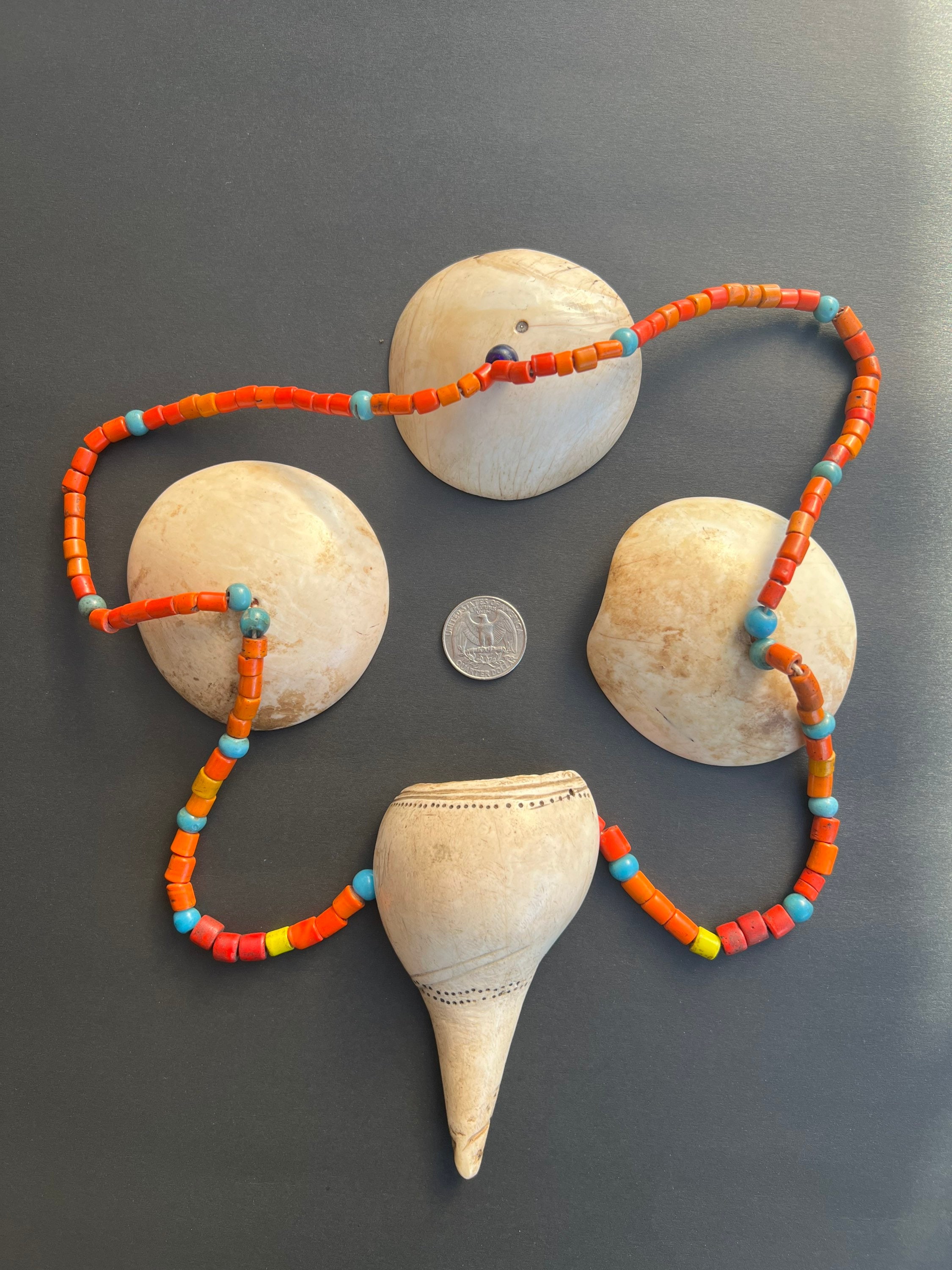 Stunning Antique Naga Rounded 3 Piece Conch Shell Necklace With a ...