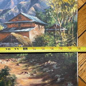 Stunning Hand-painted Acrylic Painting of Mount Dhaulagiri & Village ...