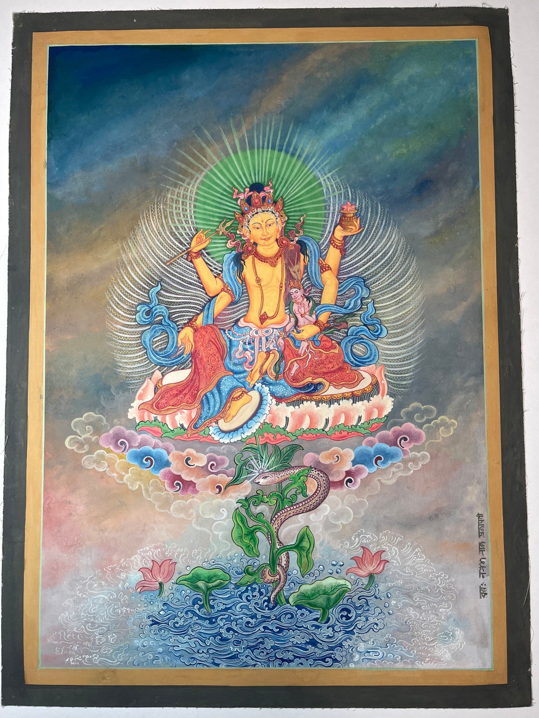 Rare and Beautiful Hand-painted Gouache Newari Thangka (paubha) of ...