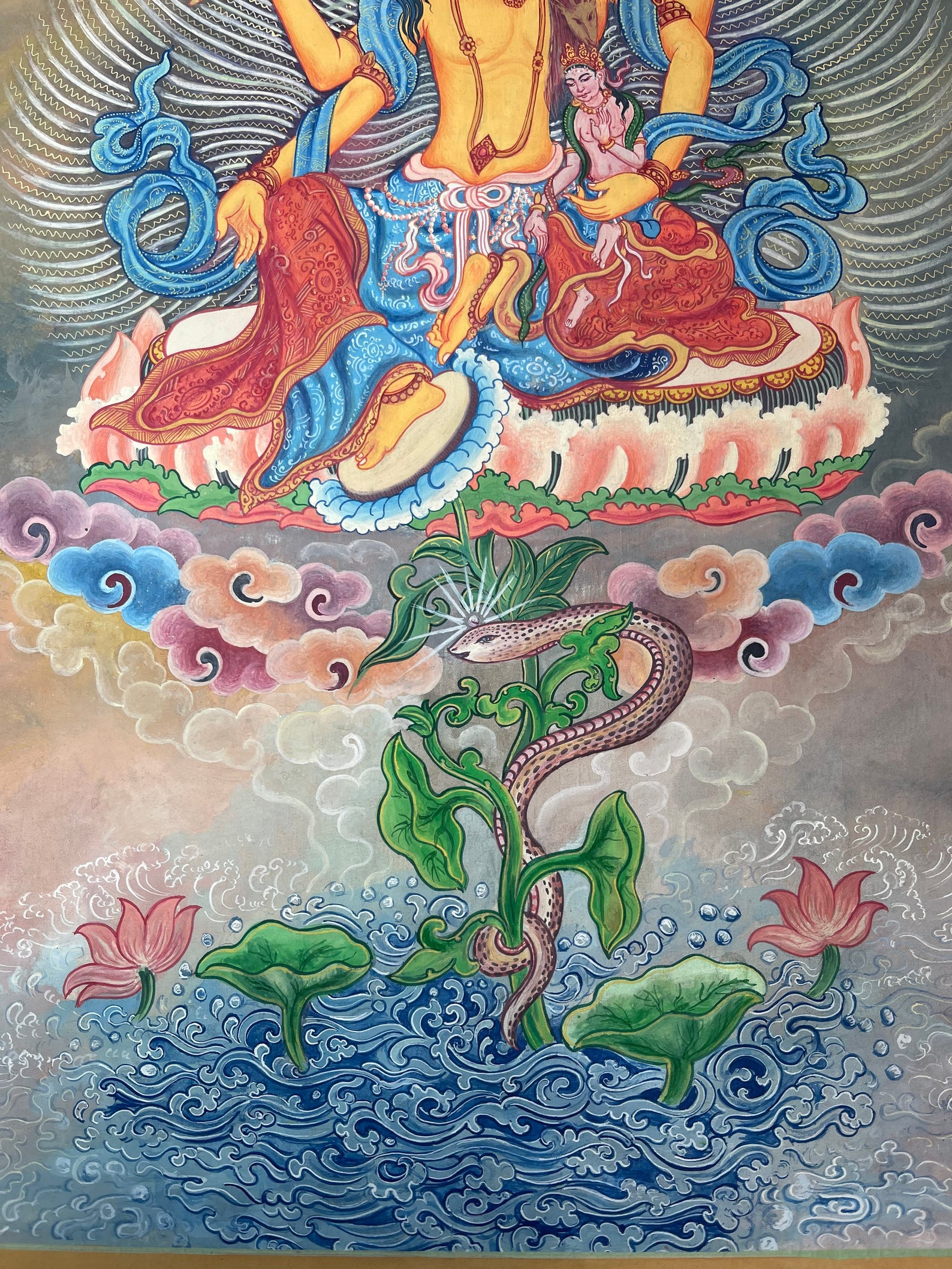 Rare and Beautiful Hand-painted Gouache Newari Thangka (paubha) of ...