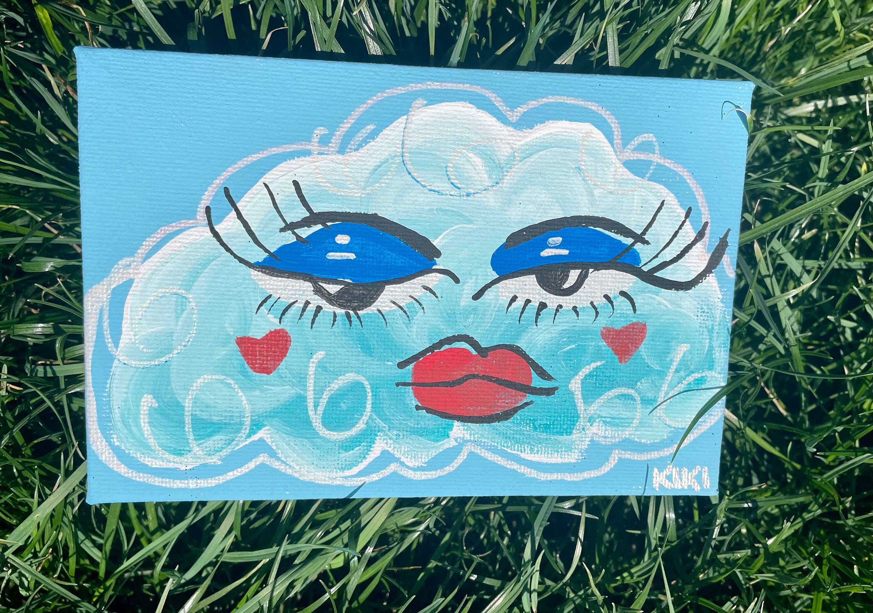 Funky Cloud Paintint en lienzo - Etsy España