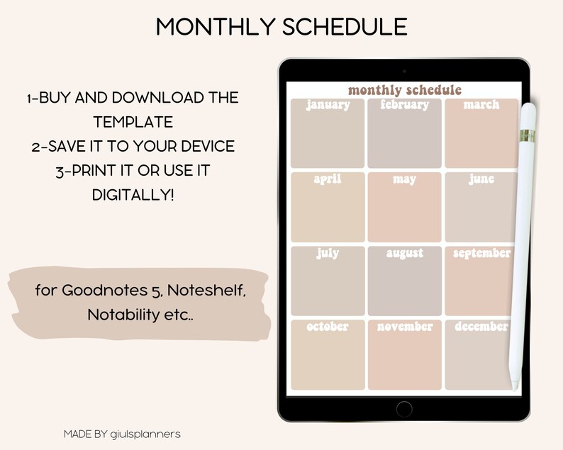 Boho Monthly Schedule Digital Monthly Schedule Printable Monthly ...