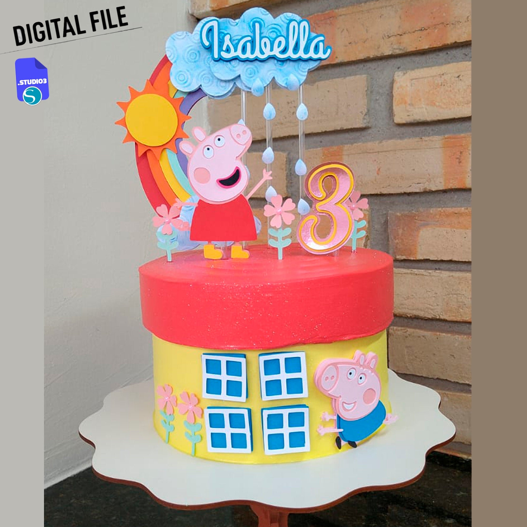 Peppa Pig Cake Topper, George and House, Digital File for Silhouette ...