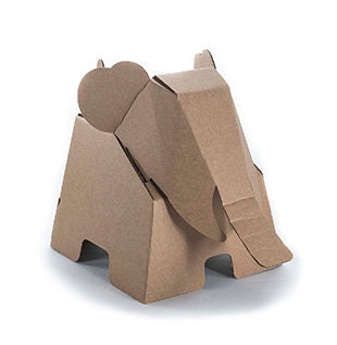 3D Cardboard Animal Model for Kids Aka Cardimals Ellie Elephant Flat ...