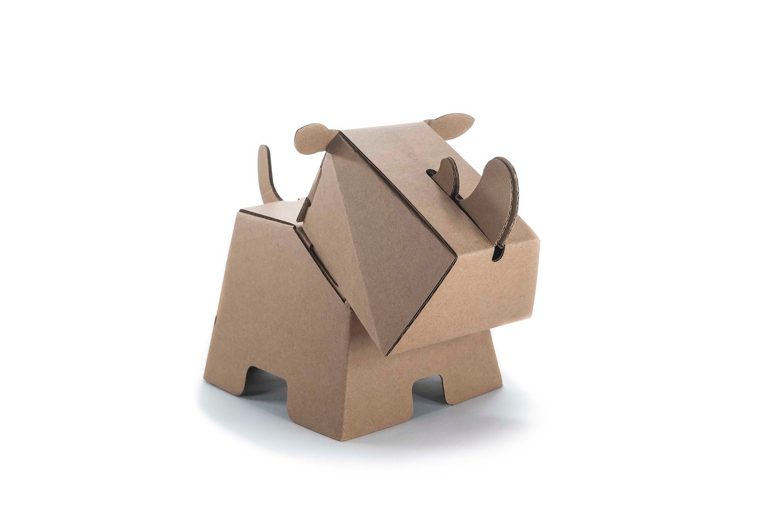 3D Cardboard Animal Model for Kids Aka Cardimals Dakari Rhino Flat ...
