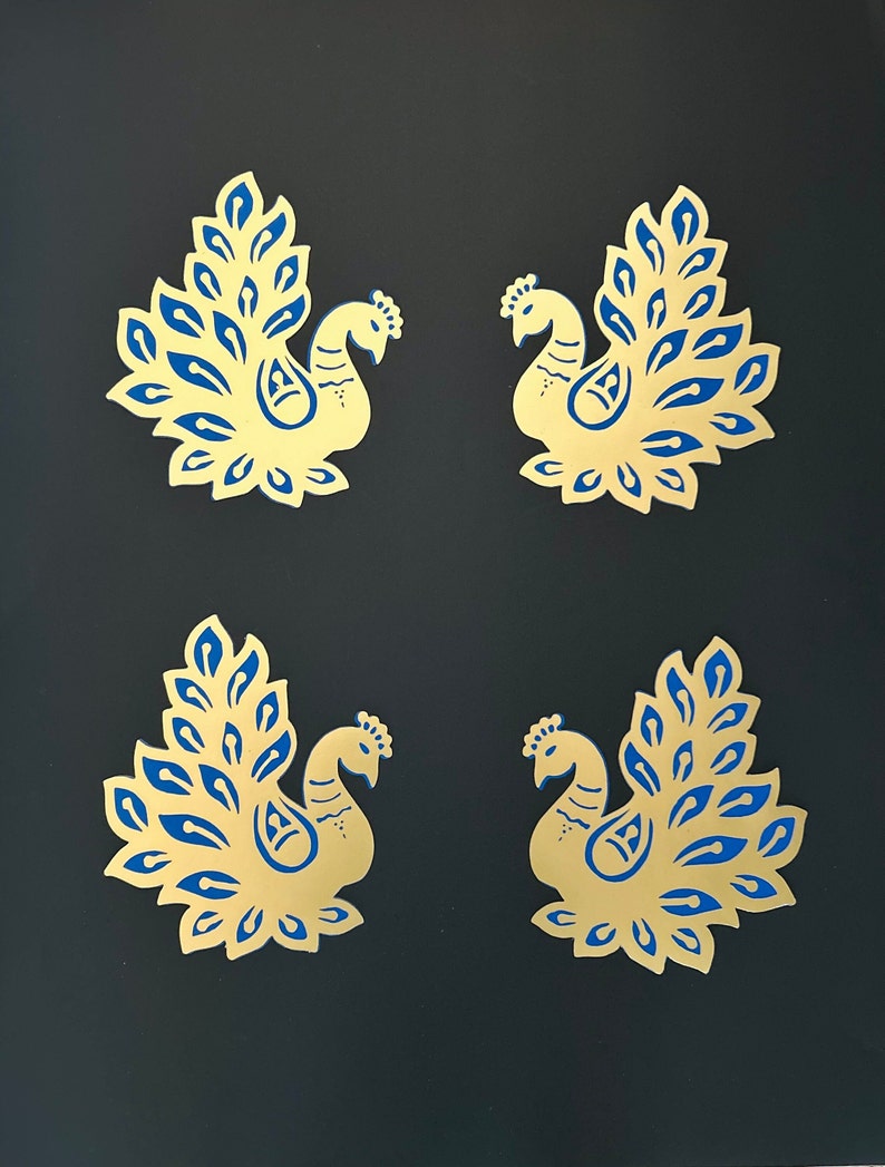 Set of 4 Card Stock Peacock Cutout/lotus Shapes Paper - Etsy