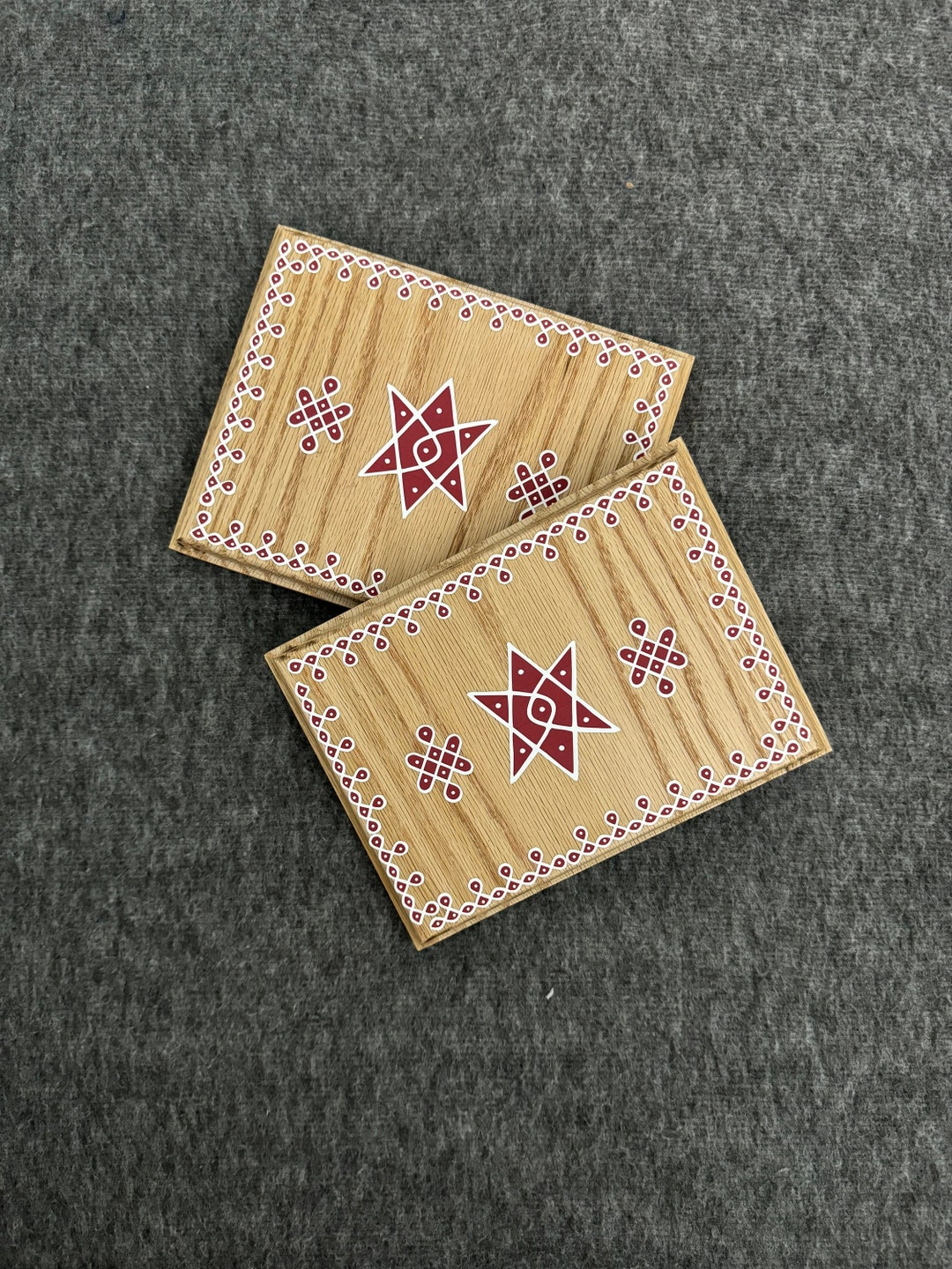 Wood Pooja Stool 8x6 Inches /chowki/manai/ Peeta With Uniform Vynil ...