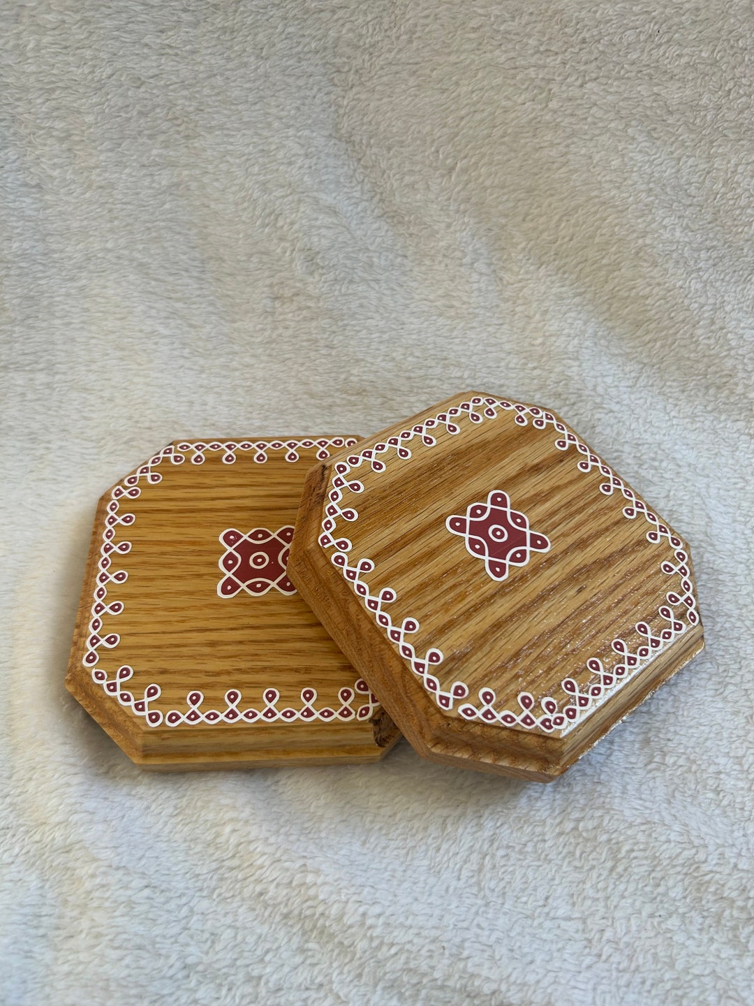 Wood Pooja Stool/ Chowki/manai/ Peeta With Uniform Vynil Rangoli/muggu ...