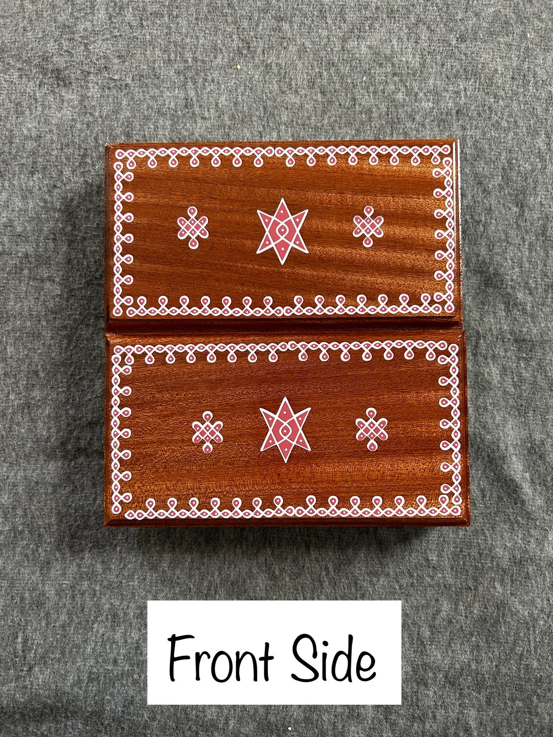 Wood Pooja Stool 9.5hx4.5wx1.5d/chowki/manai/ Peeta With Uniform Vynil ...