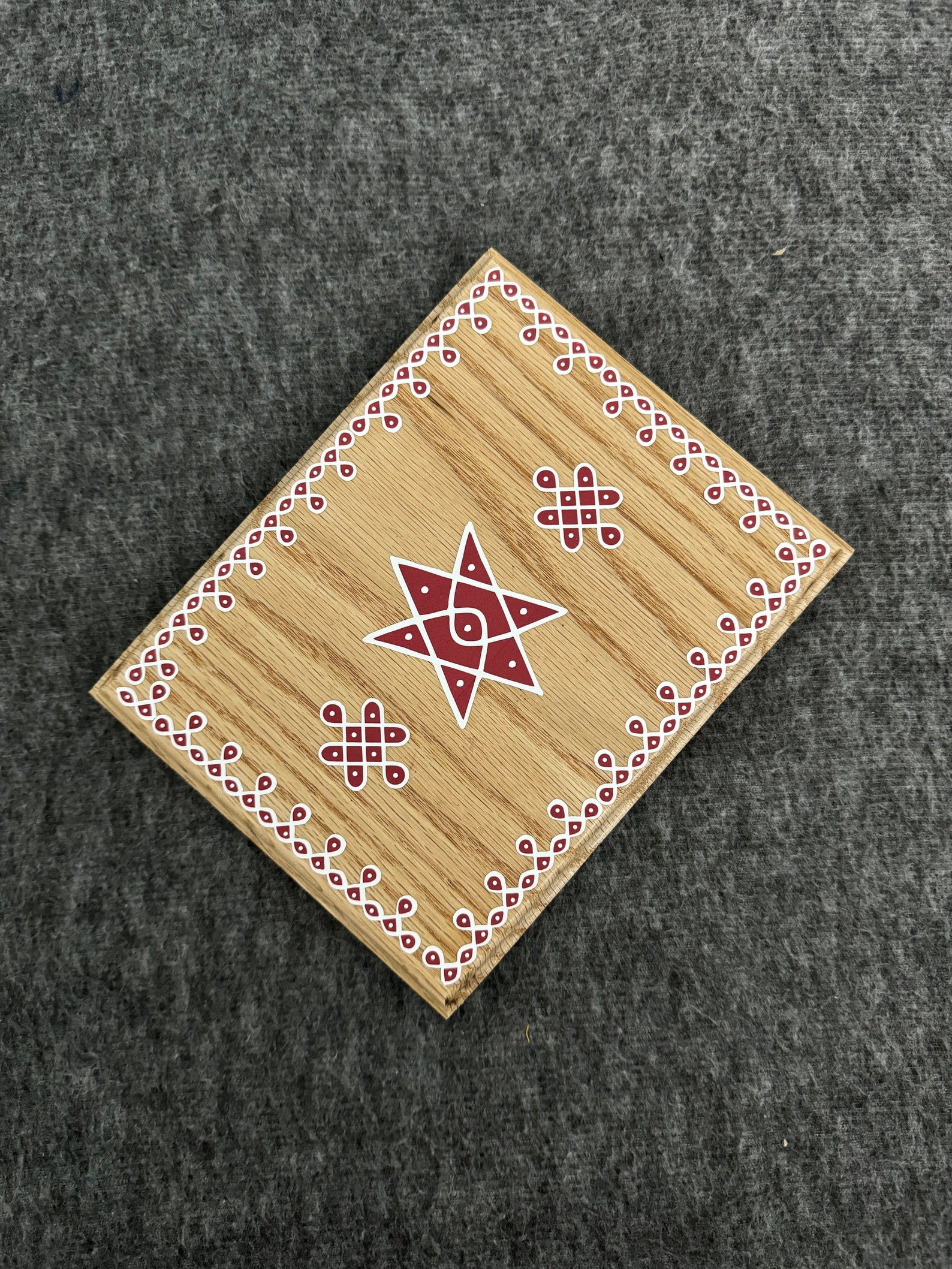 Wood Pooja Stool 8x6 Inches /chowki/manai/ Peeta With Uniform Vynil ...