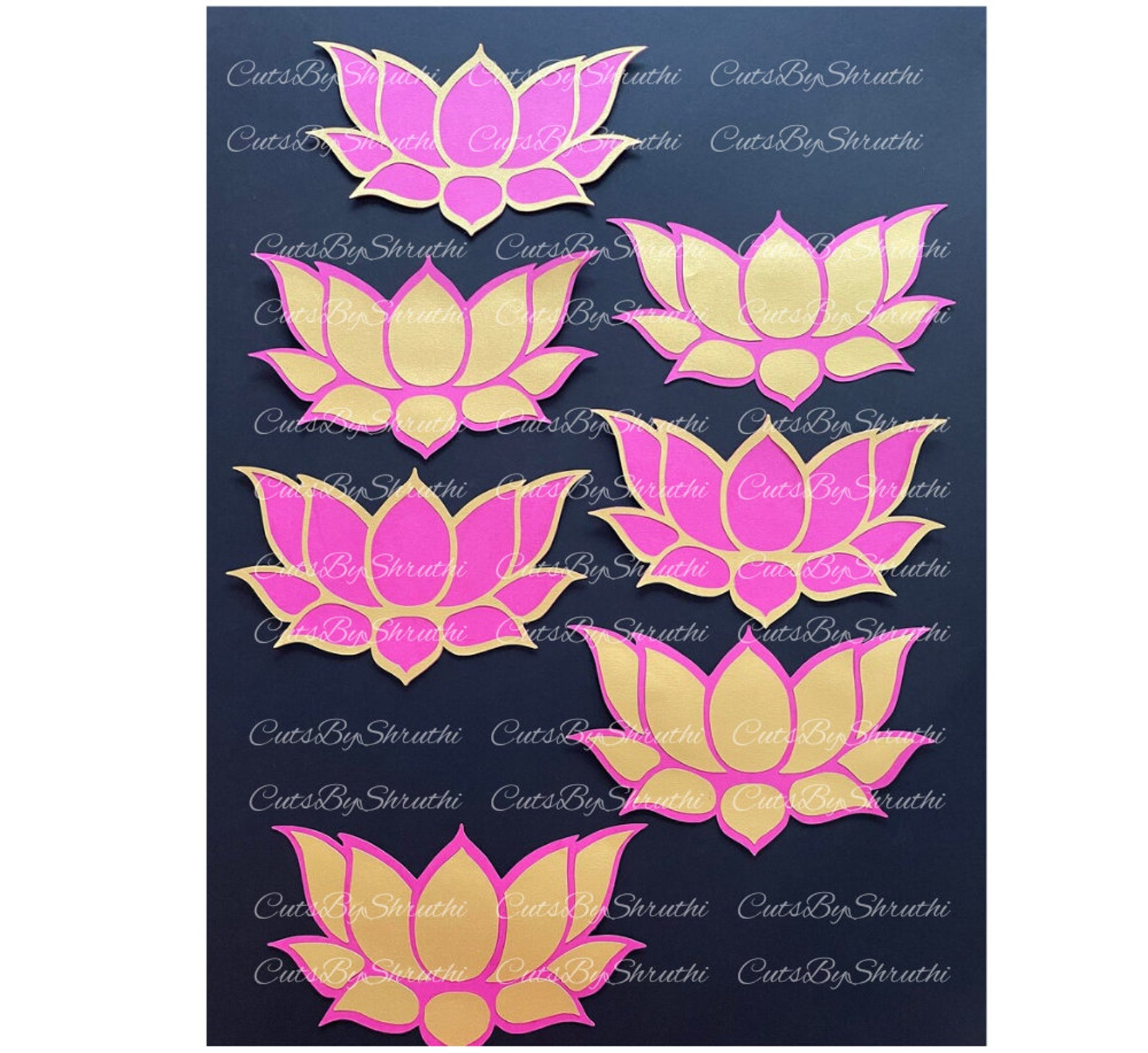 Set of 6- Card Stock Lotus Cutout/lotus Shapes Paper Cuts/lotus Die ...