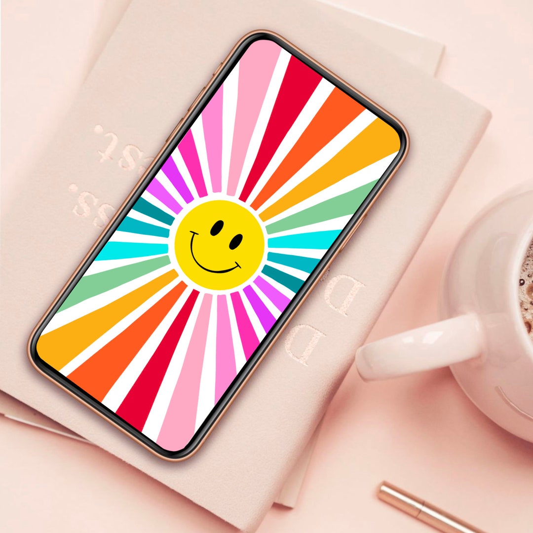 Smiley Rainbow Phone Wallpaper - Etsy
