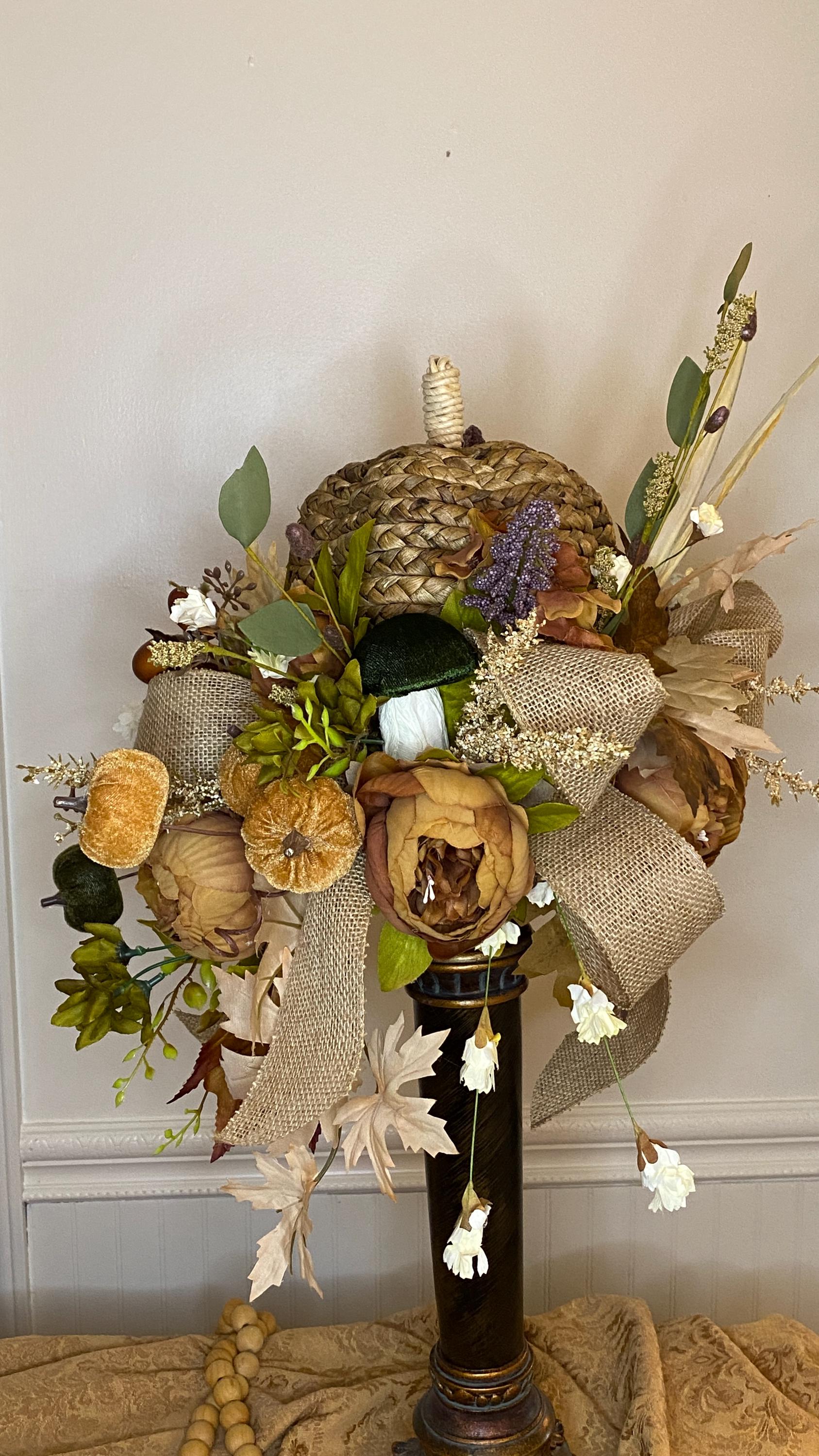Fall Candlestick Floral Arrangement – Rustic Autumn Centerpiece for ...