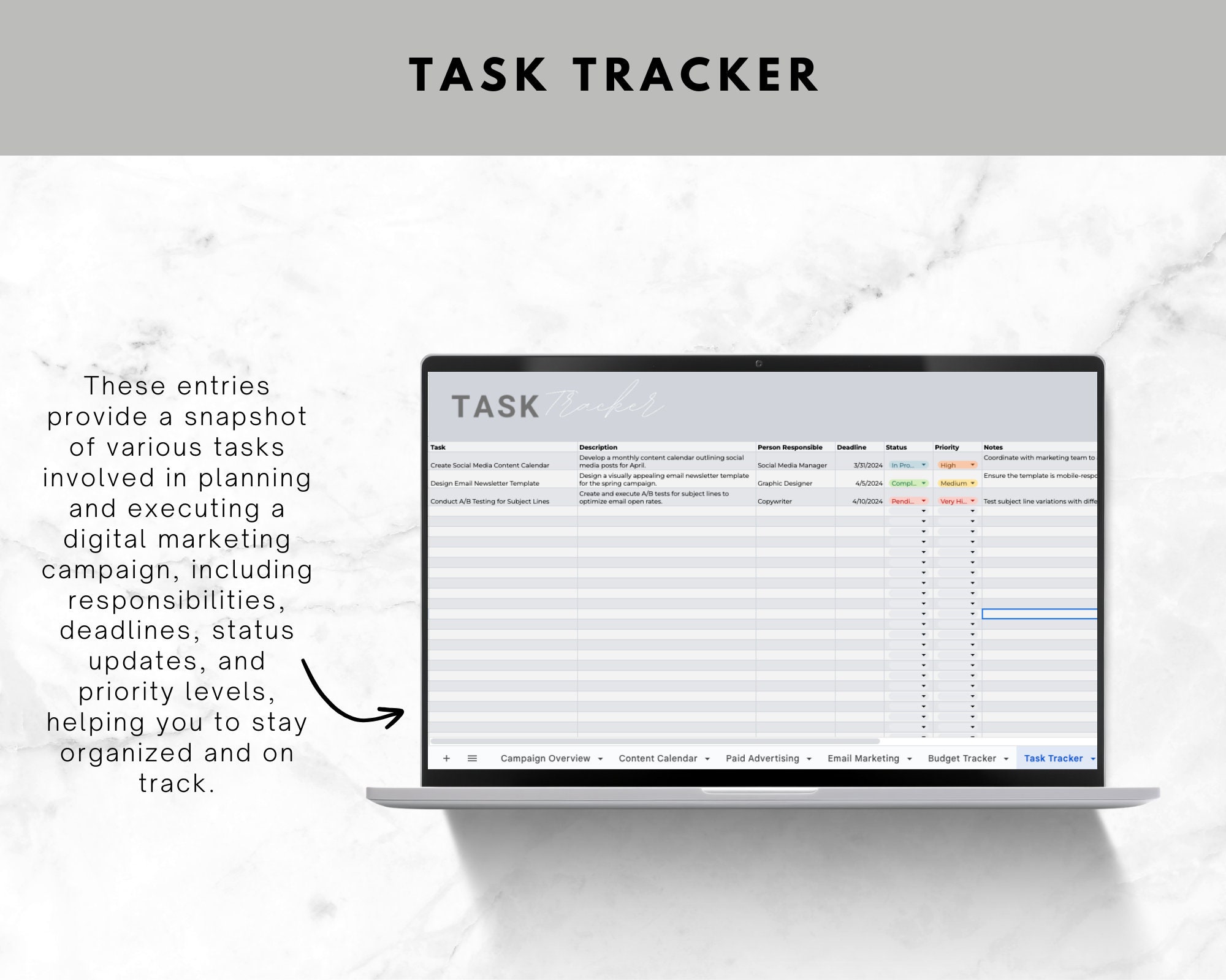 Marketing Planner Campaign Tracker, Marketing Strategy, Advertising ...