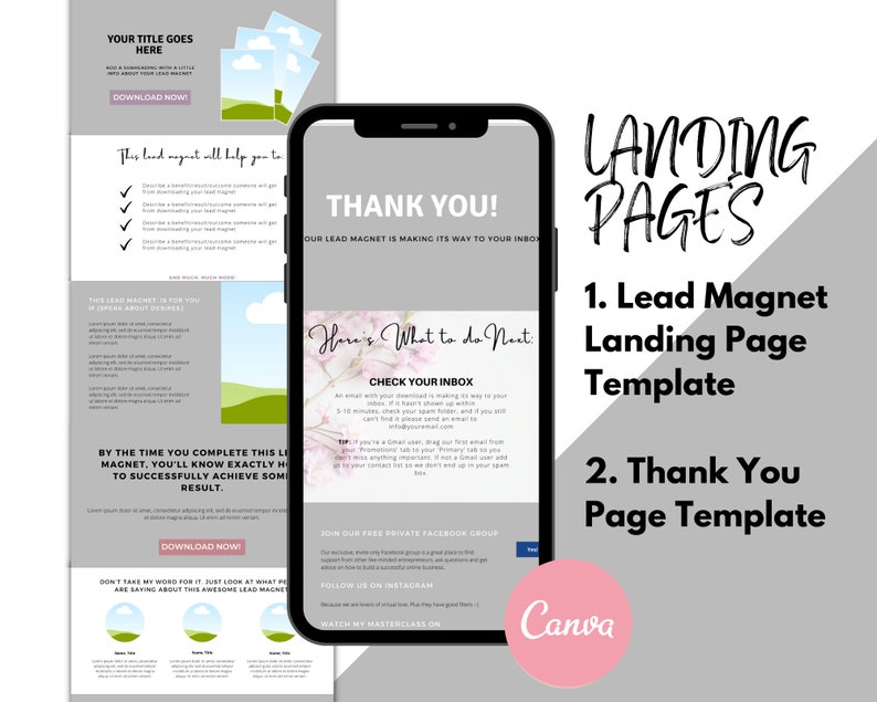 Landing Page Template Canva | Thank You Page | Lead Magnet | Opt-in ...