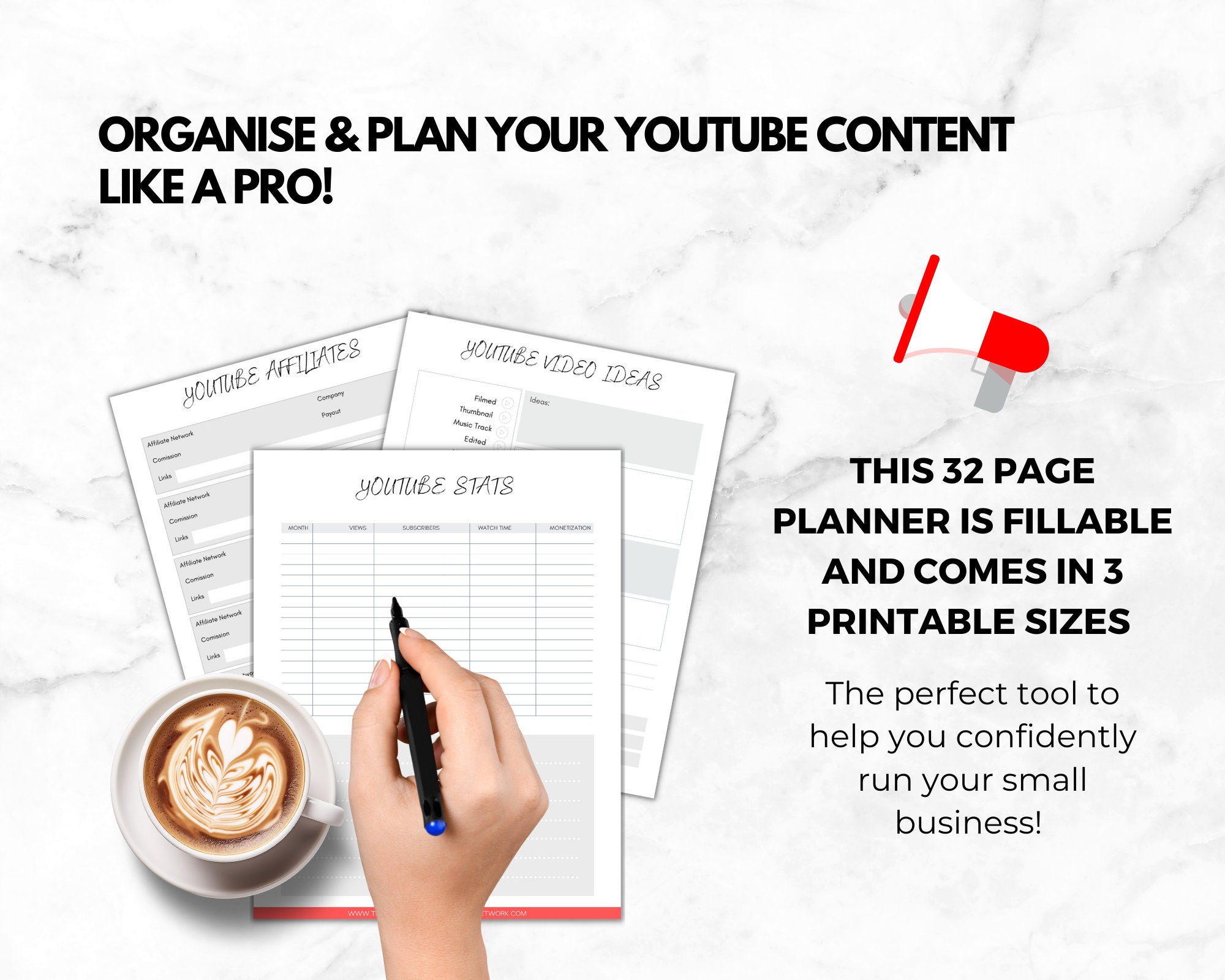 Youtube Content Strategy Planner | Social Media Planner Printable ...