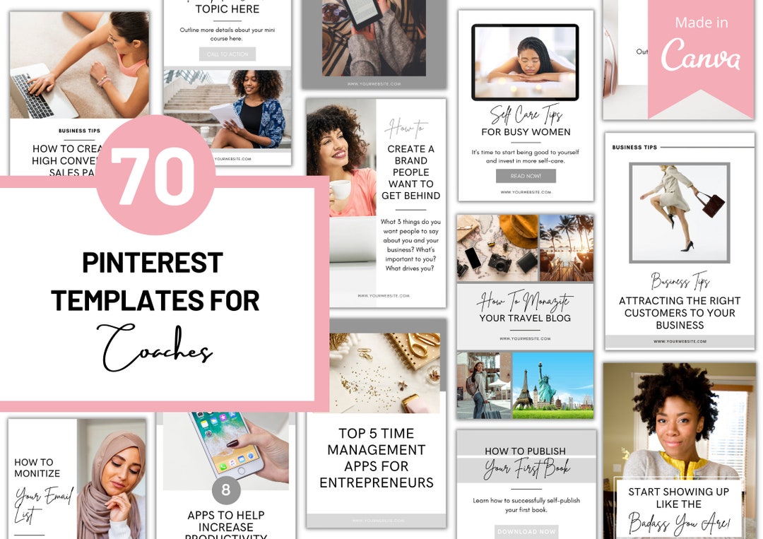 70 Minimalist Pinterest Templates | Idea Pin Canva | Coaching Templates ...