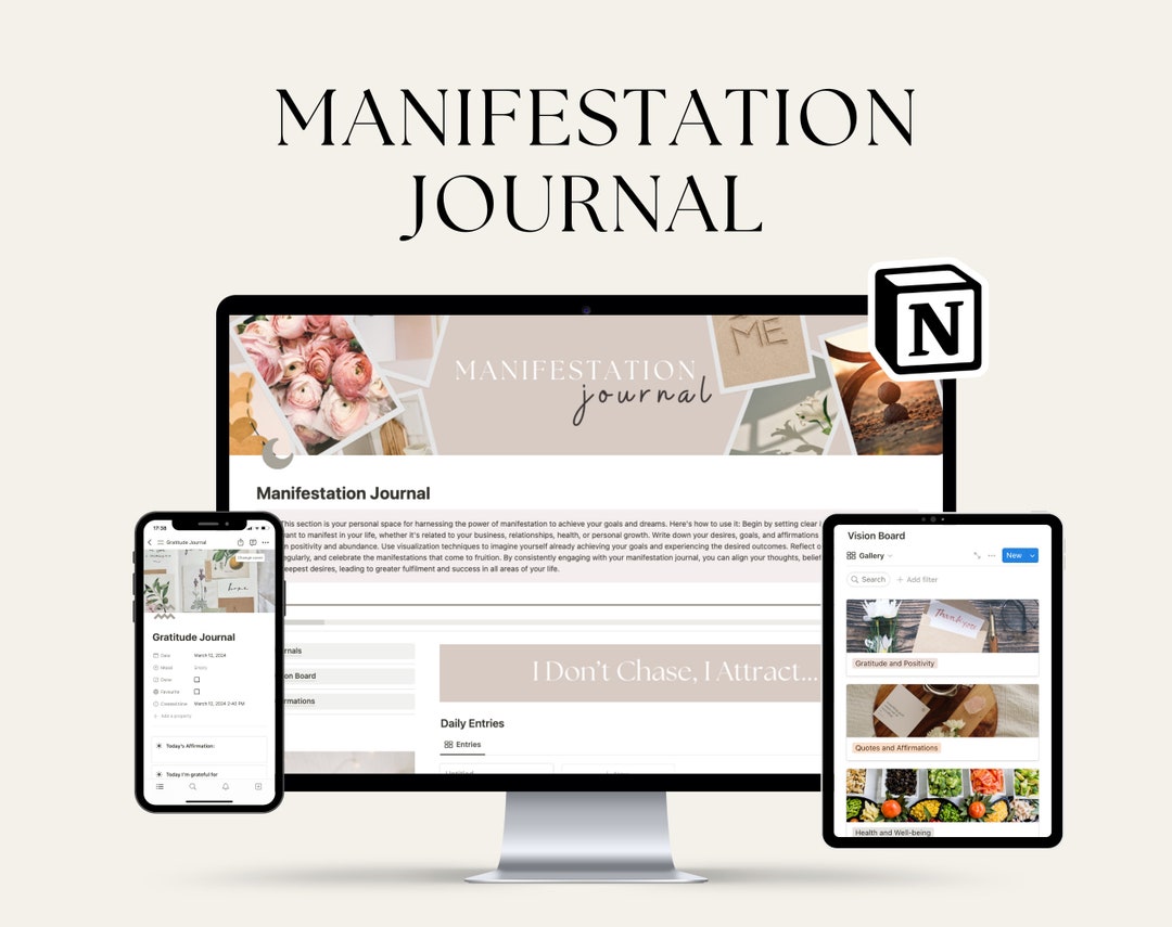 Notion Manifestation Journal, Digital Vision Board, Affirmations ...