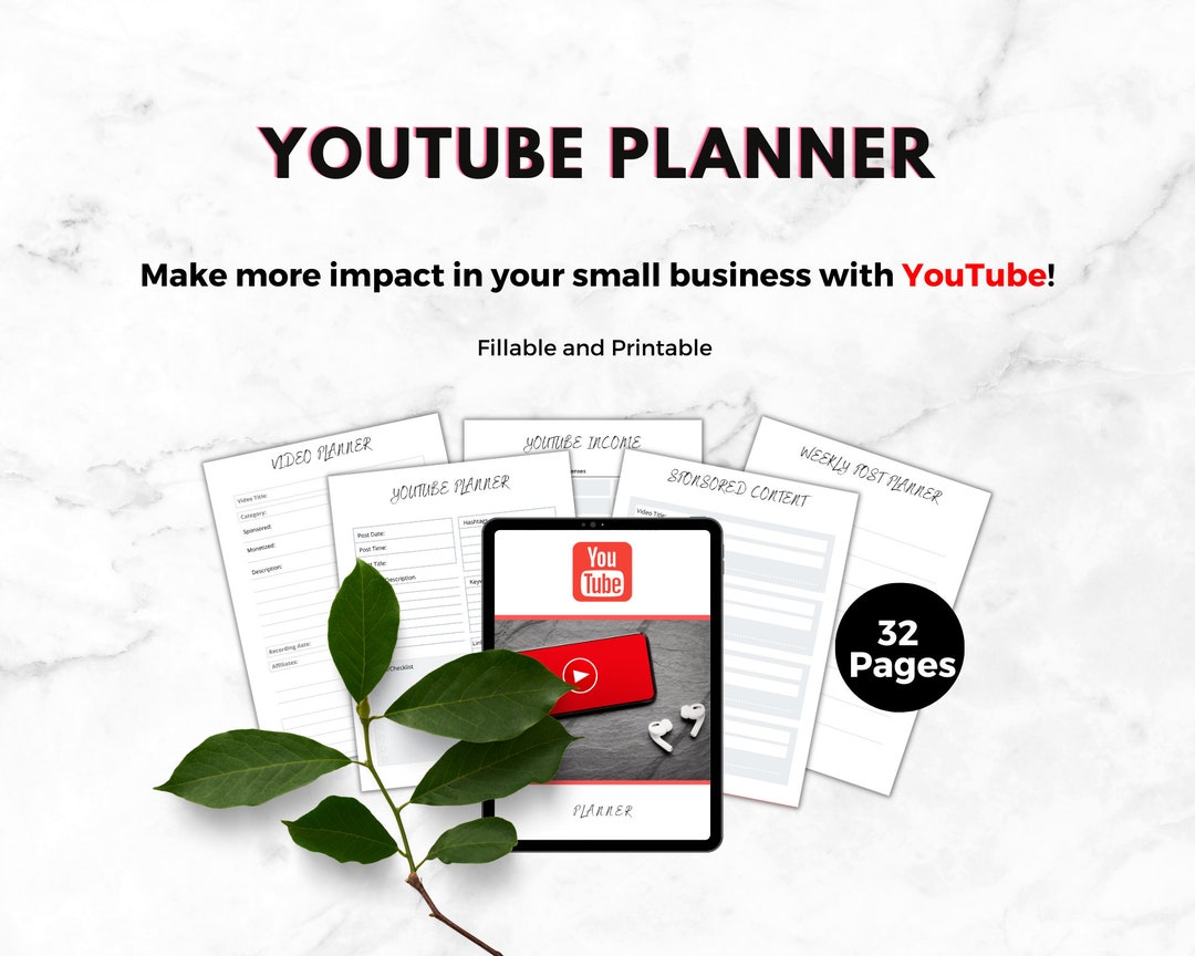 Youtube Content Strategy Planner | Social Media Planner Printable ...