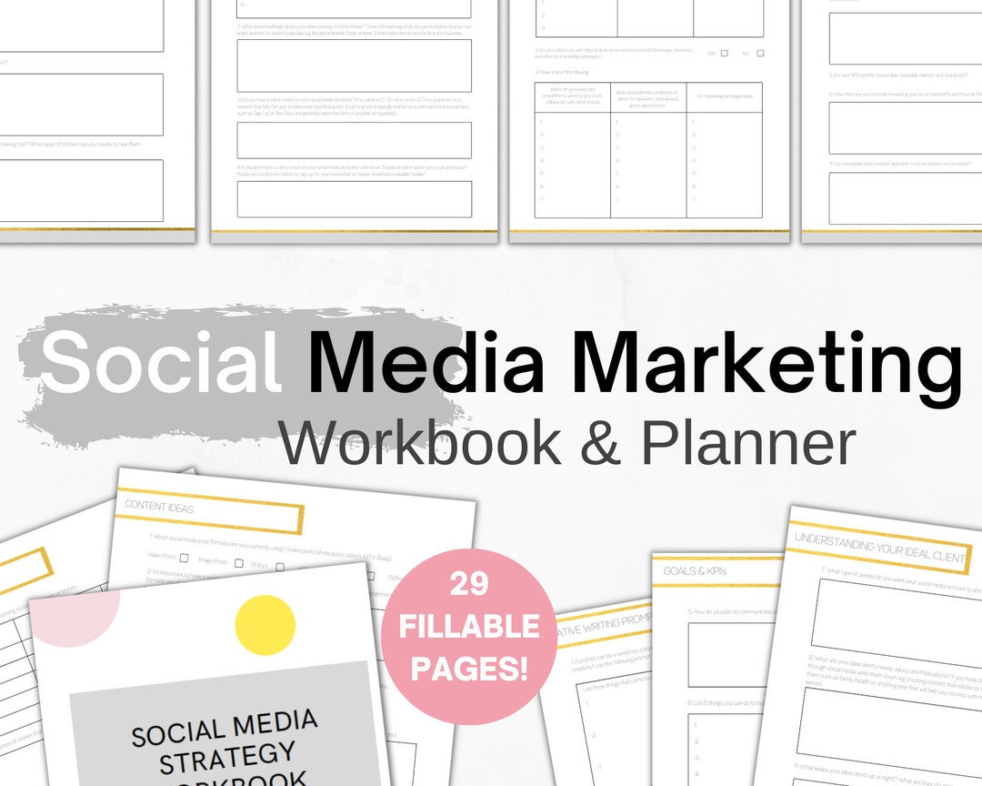 Social Media Workbook Social Media Strategy Social Media - Etsy