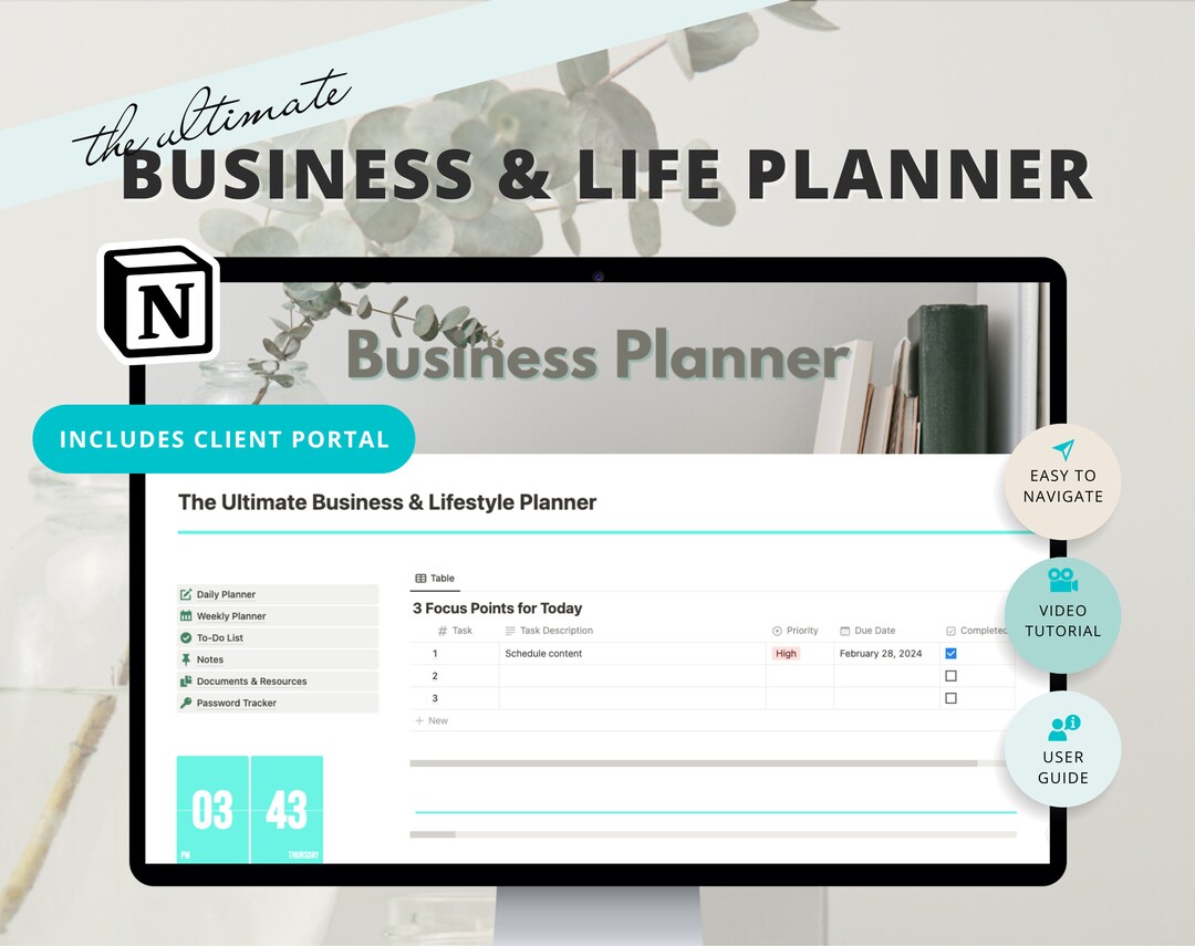 Notion Business Planner, Freelance Planner, Client Portal, Best Planner ...