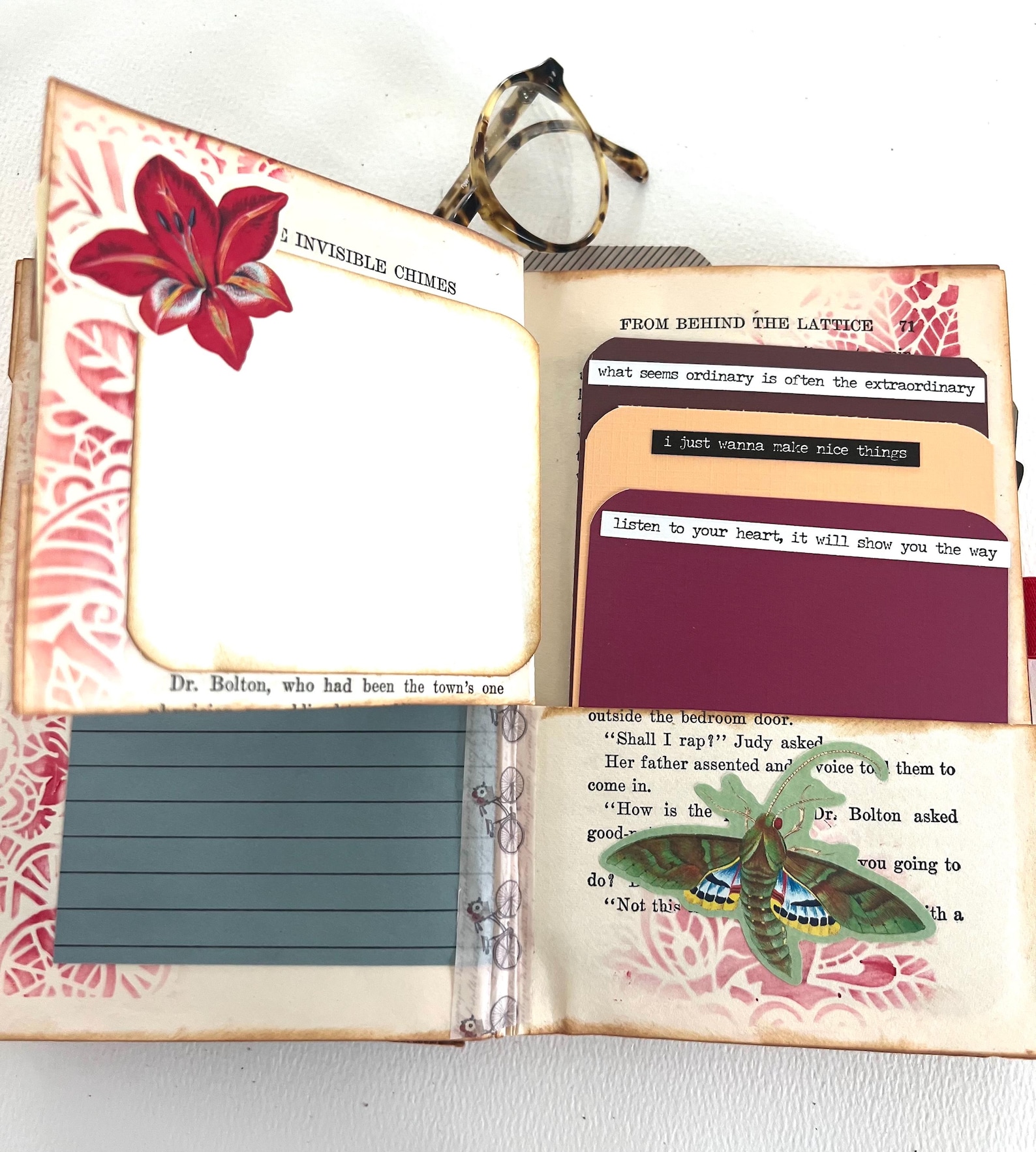 Altered Vintage Book Journal With Unique Pockets, Papers, Tags ...