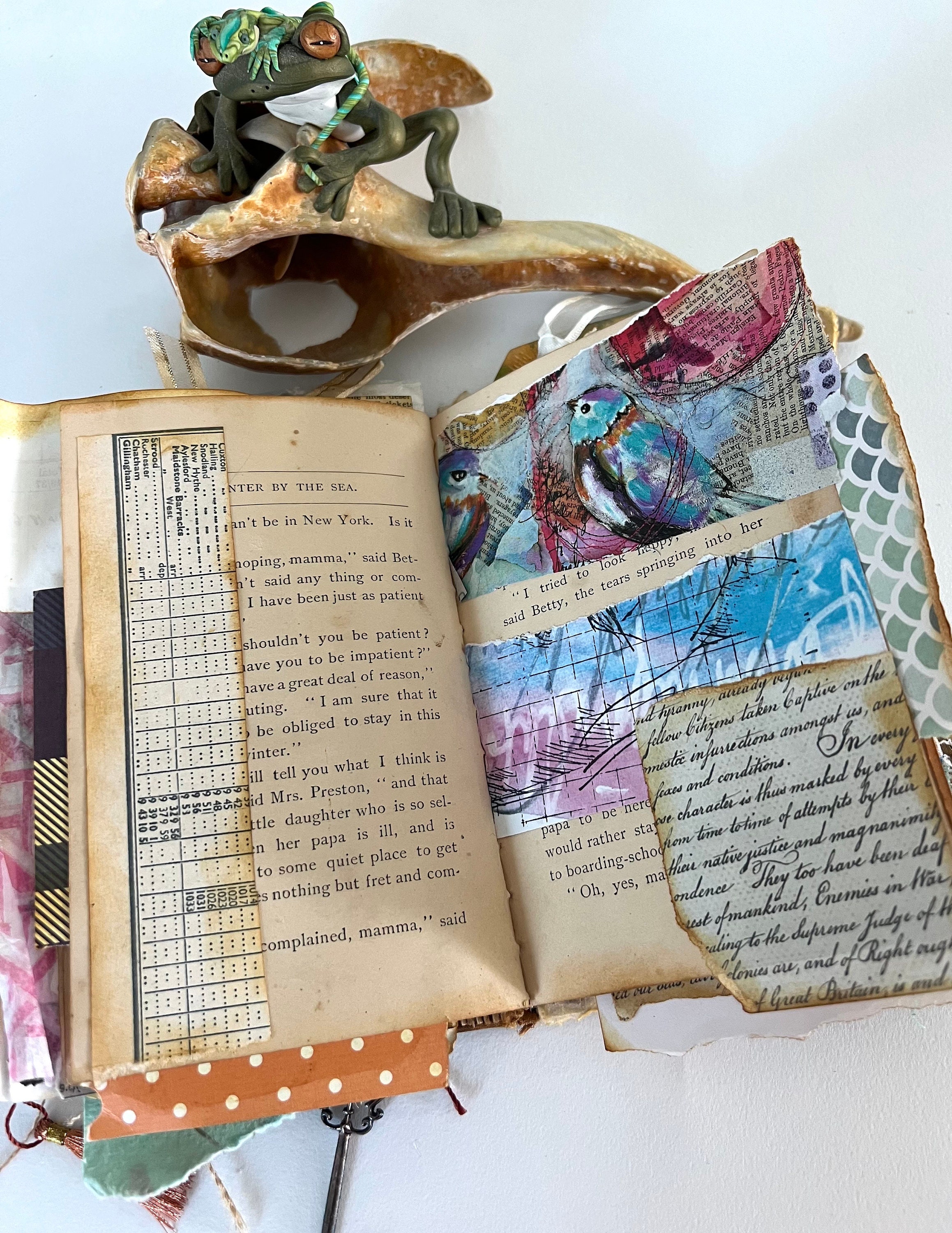 Homemade Altered Vintage Book Junk Journal Handheld With Pockets, Tags ...