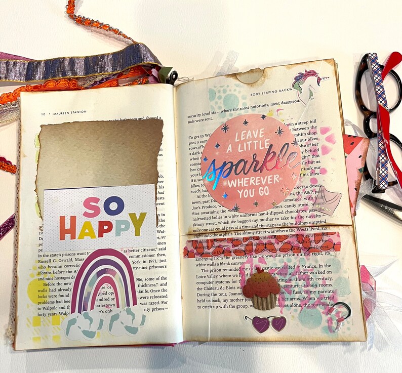 Girls Junk Journal Altered Book. Book Pockets Junk Journal, Girls Gift ...
