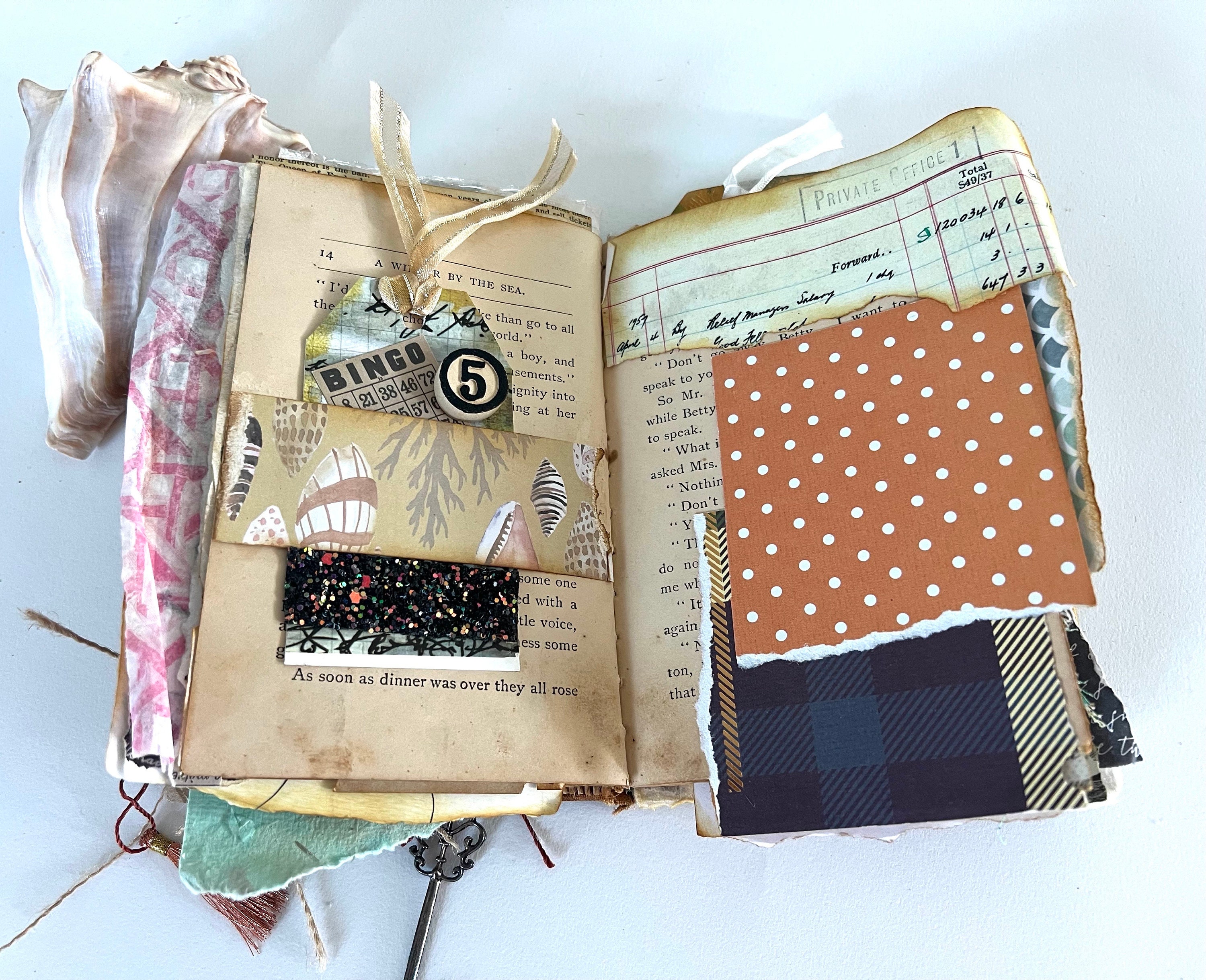 Homemade Altered Vintage Book Junk Journal Handheld With Pockets, Tags ...