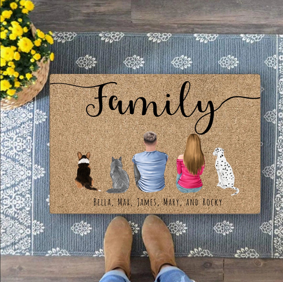 Custom Family Doormat, Pet Parents Doormat, Dog & Cat Outdoor Rug ...