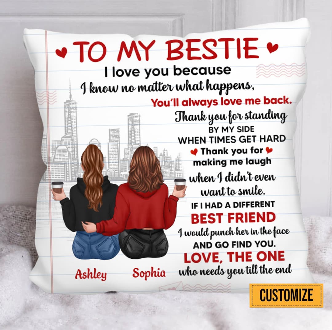 To My Bestie Friend Pillow, Best Friend Gift, Friend Cuddle Pillow ...