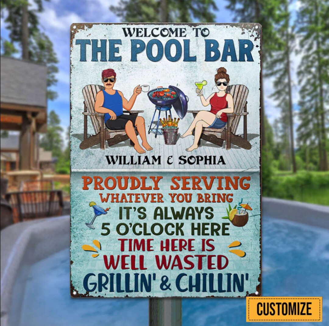 Pool Rules Sign, Backyard Pool Sign, Poolside Sign, Personalized Pool ...