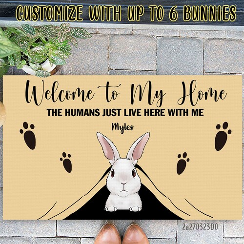 Welcome to the Rabbit House Doormat Bunny Welcome Doormat - Etsy