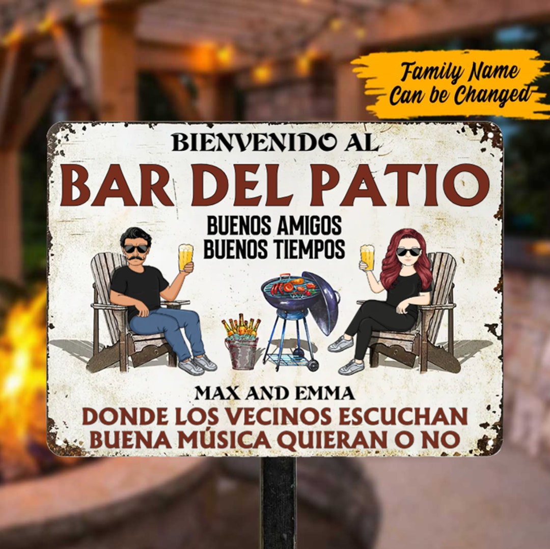 Fire Pit Camping Spanish Sign, Letrero De Patio Trasero, Backyard Bar ...