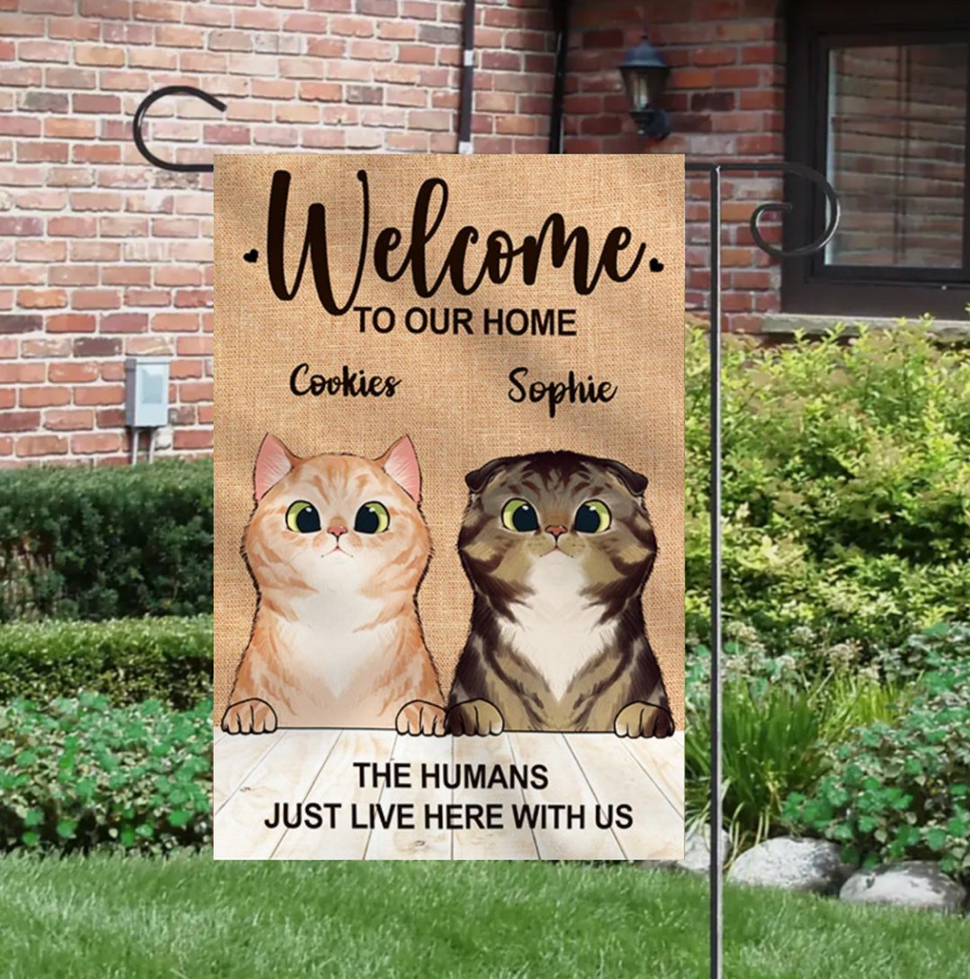 Welcome to Our Home Cat Welcome Flag, Personalized Cat Welcome Flag ...