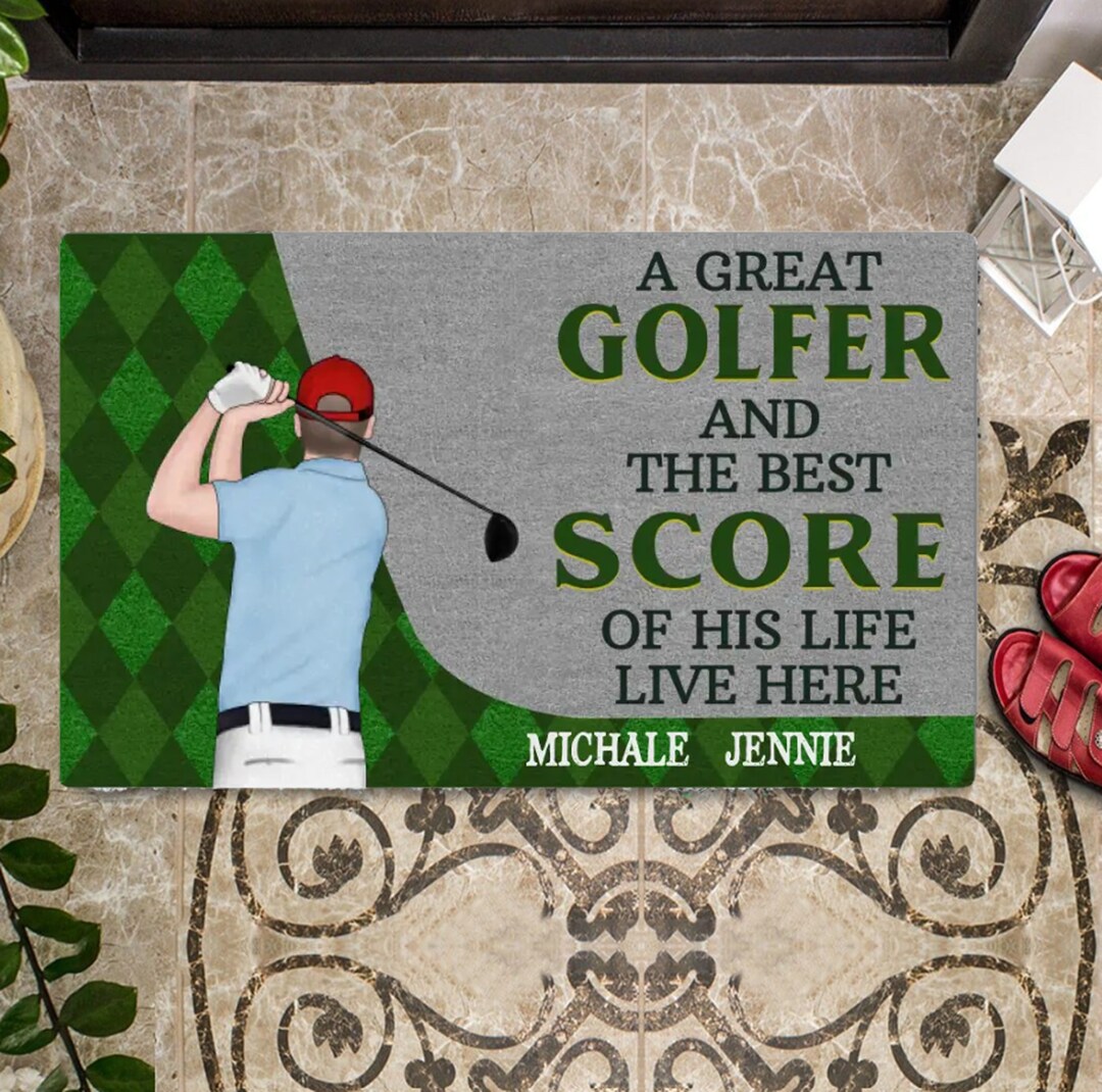 Funny Golfer Doormat, Custom Golf Couple Door Mat, Humorous Outdoor Rug ...