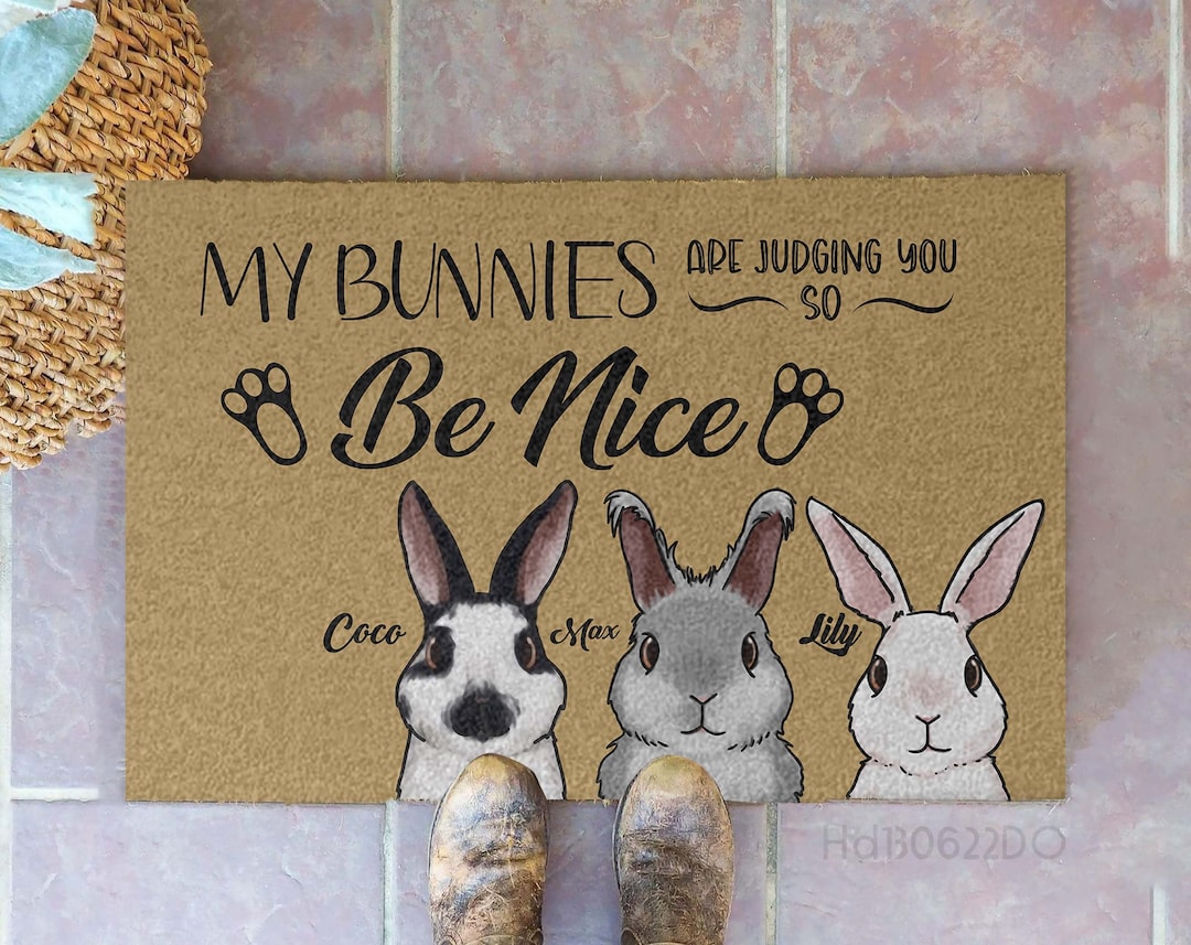 Bunny Doormat Personalized My Bunny is Judging You so Be Nice, Rabbit ...