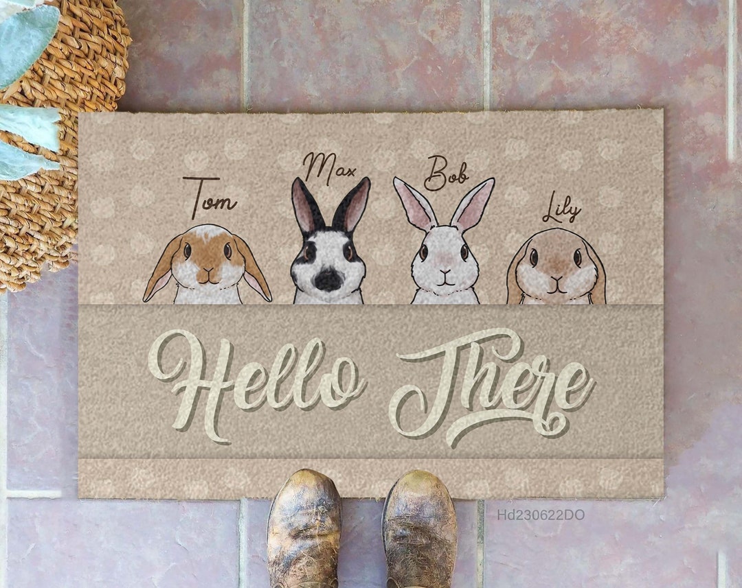 Welcome to the Rabbit House Doormat, Hello There Bunny Doormat ...